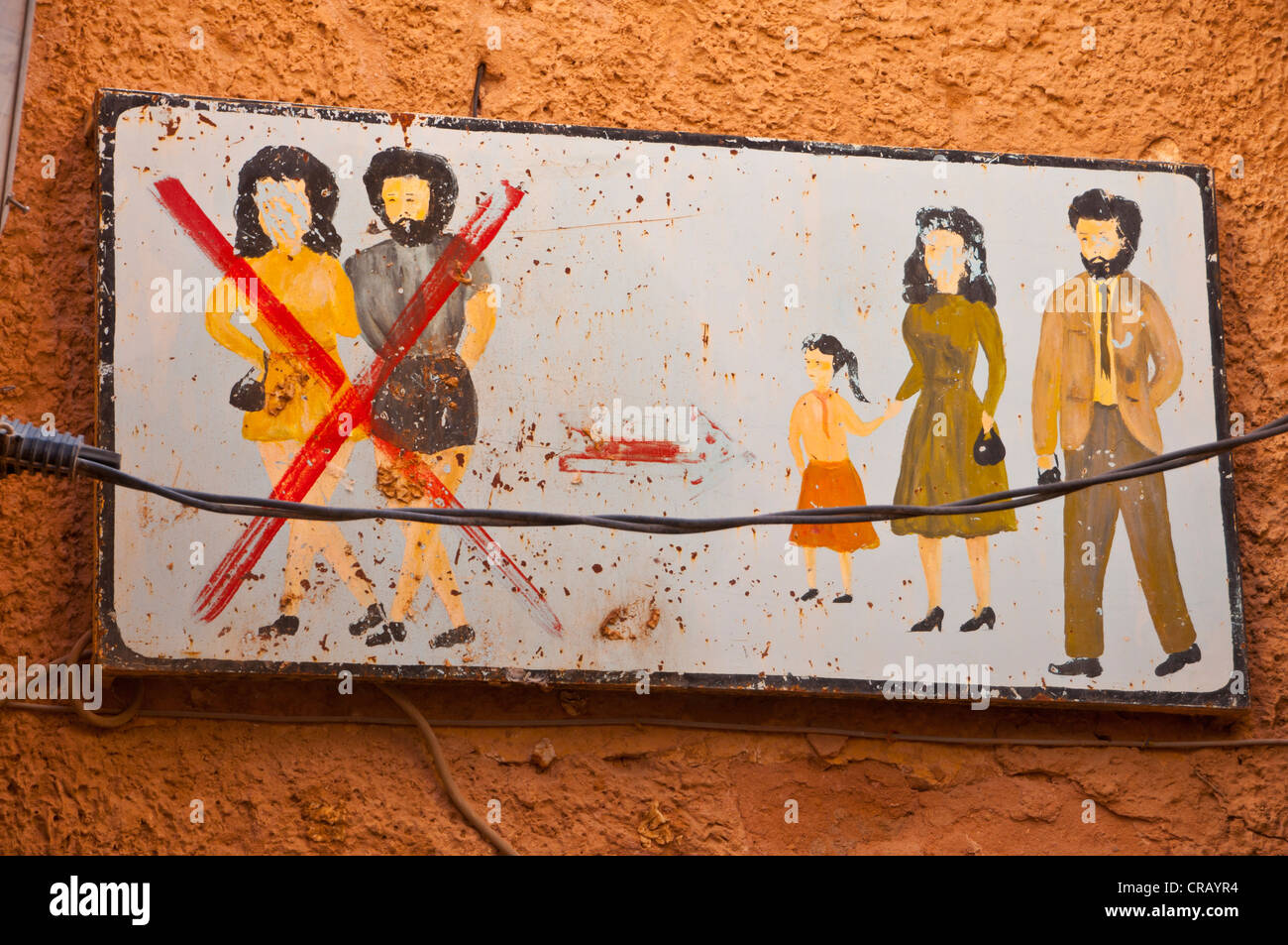 Sign for modest clothes in the village of Ghardaia in the Unesco World ...