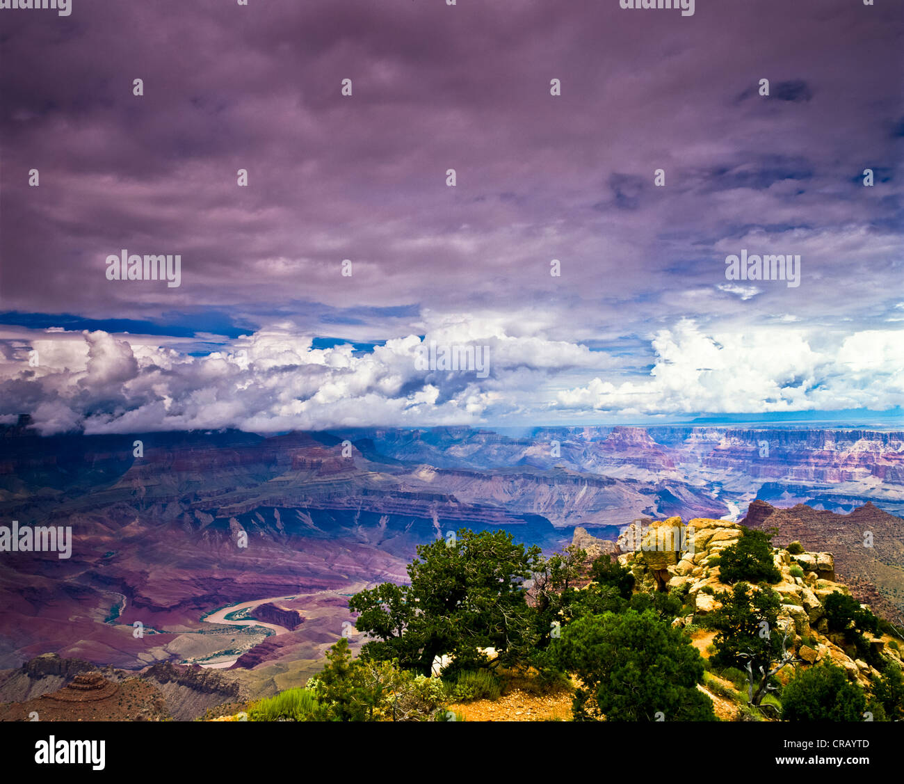 Sunset light across the Grand Canyon from Lipan Point at the South Rim ...