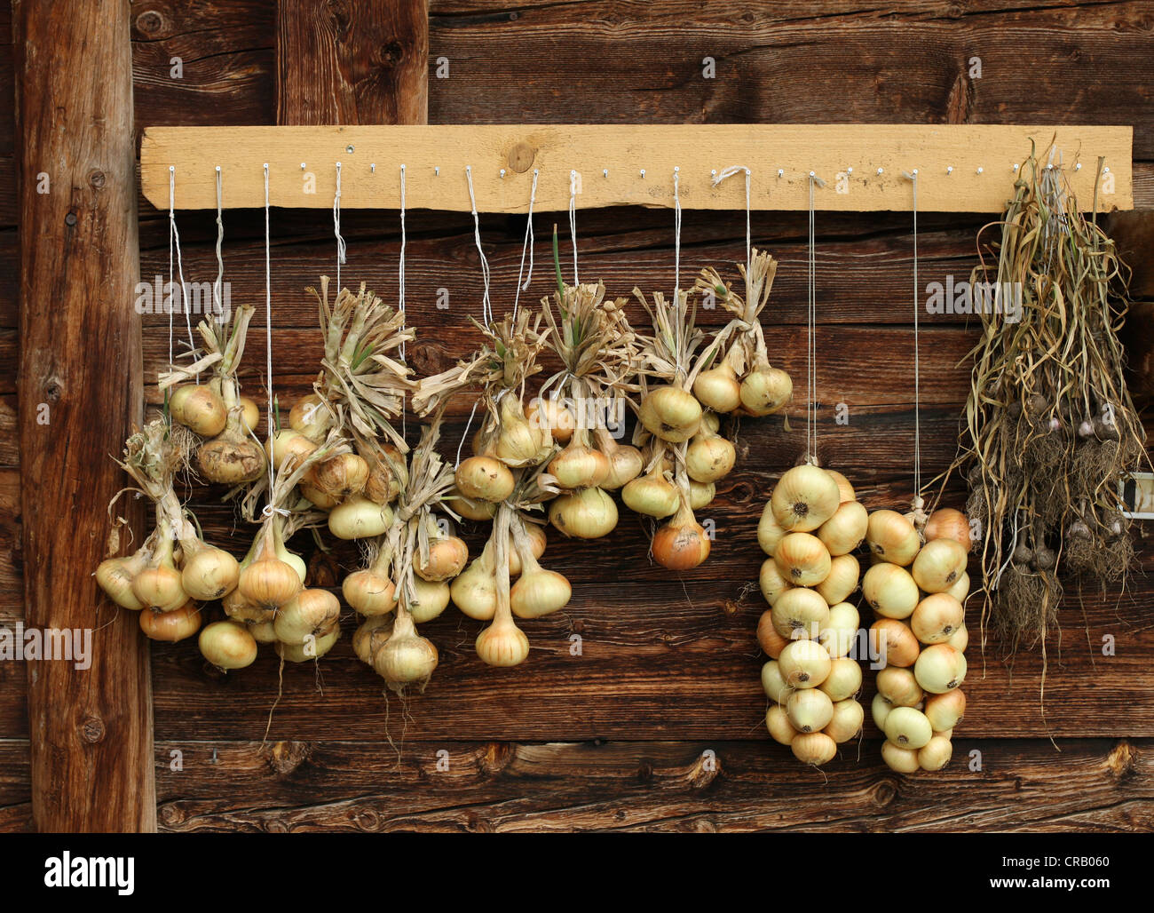 Food hanging from chalet Gimmelwald, Switzerland Stock Photo - Alamy
