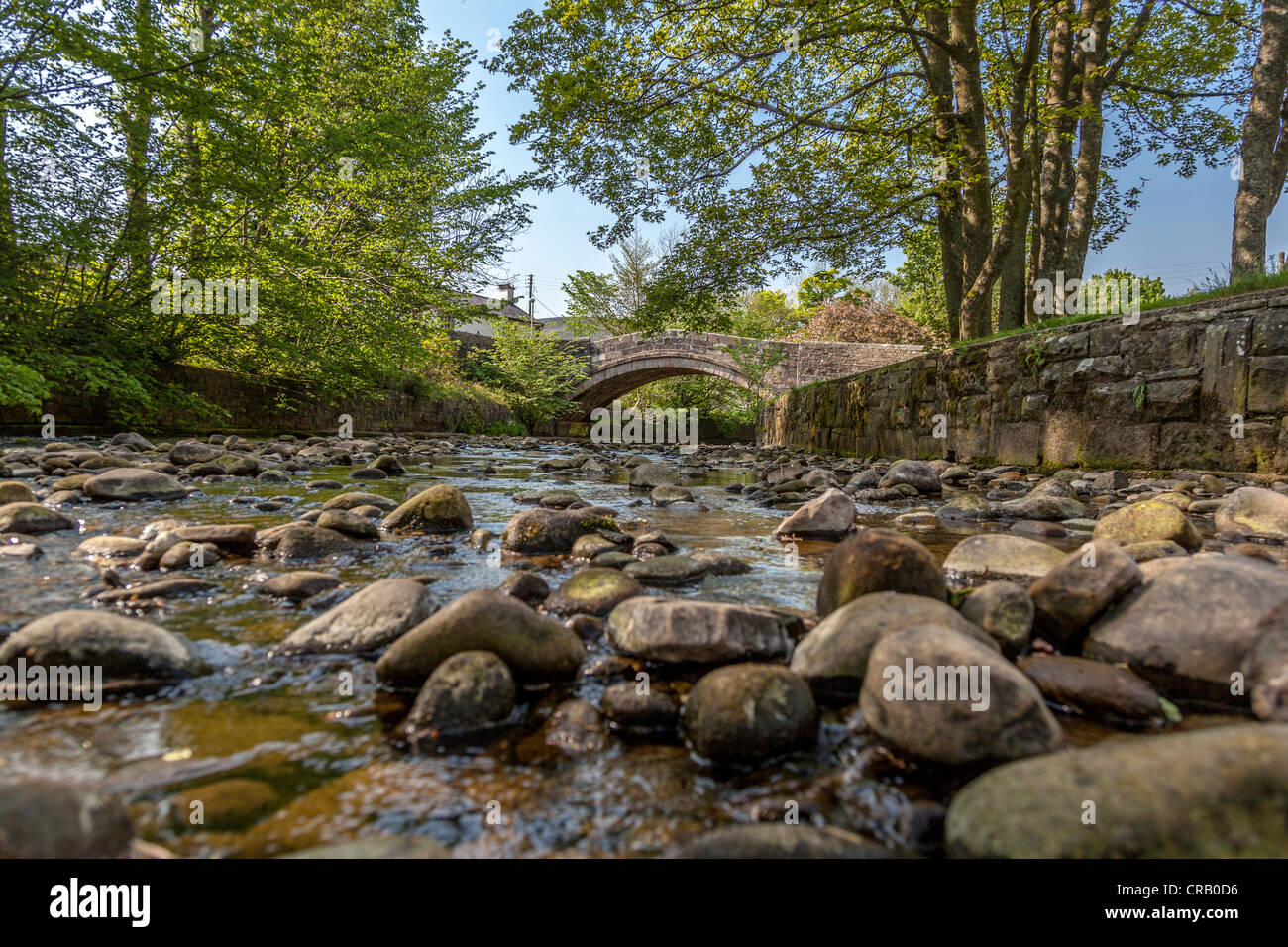 Forest of Bowland. The bridge in the centre of the village of Slaidburn ...