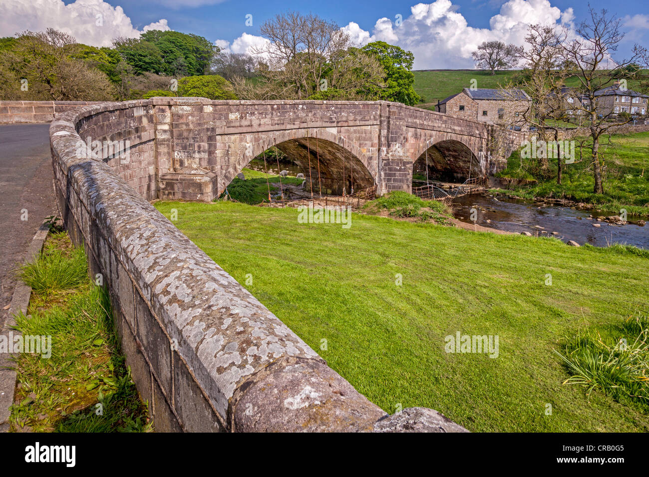 Forest of Bowland. The bridge in the centre of the village of Slaidburn ...
