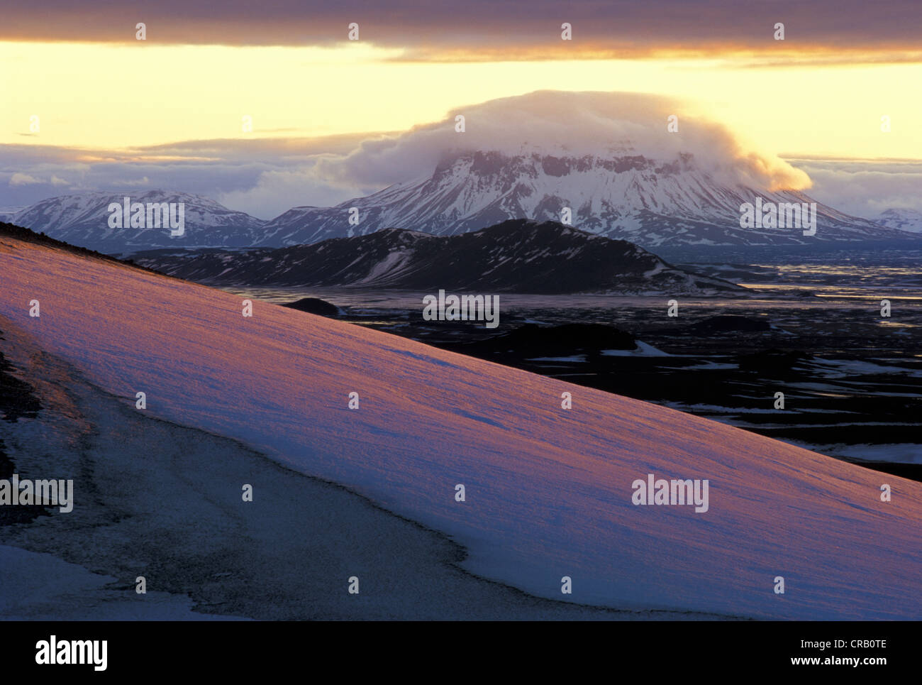 Herdubreid tuya, Herðubreið volcano, in northern Iceland, Europe Stock ...