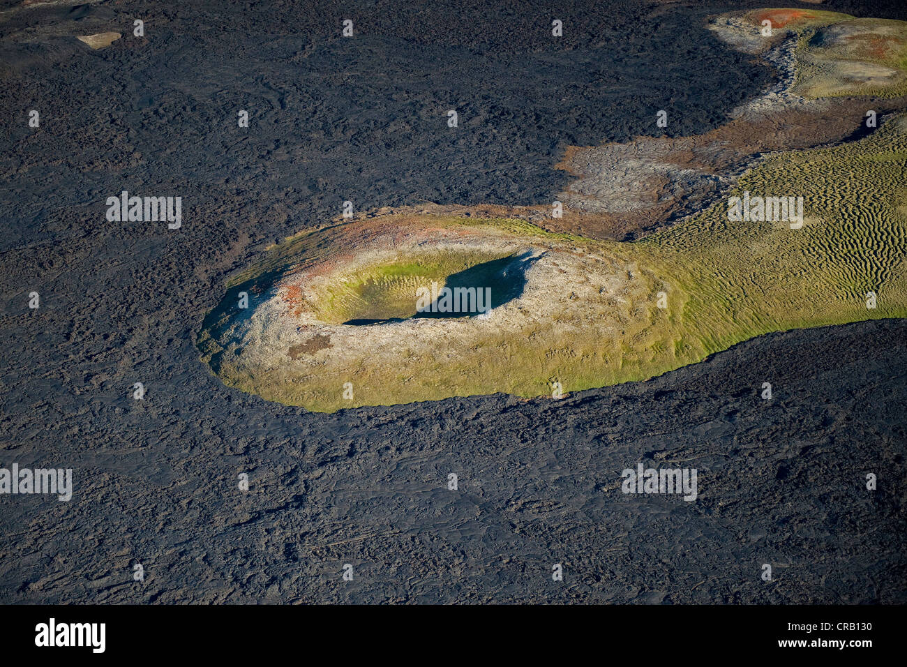 Aerial view, lava fields of the Krafla volcano, Lake Myvatn, North ...