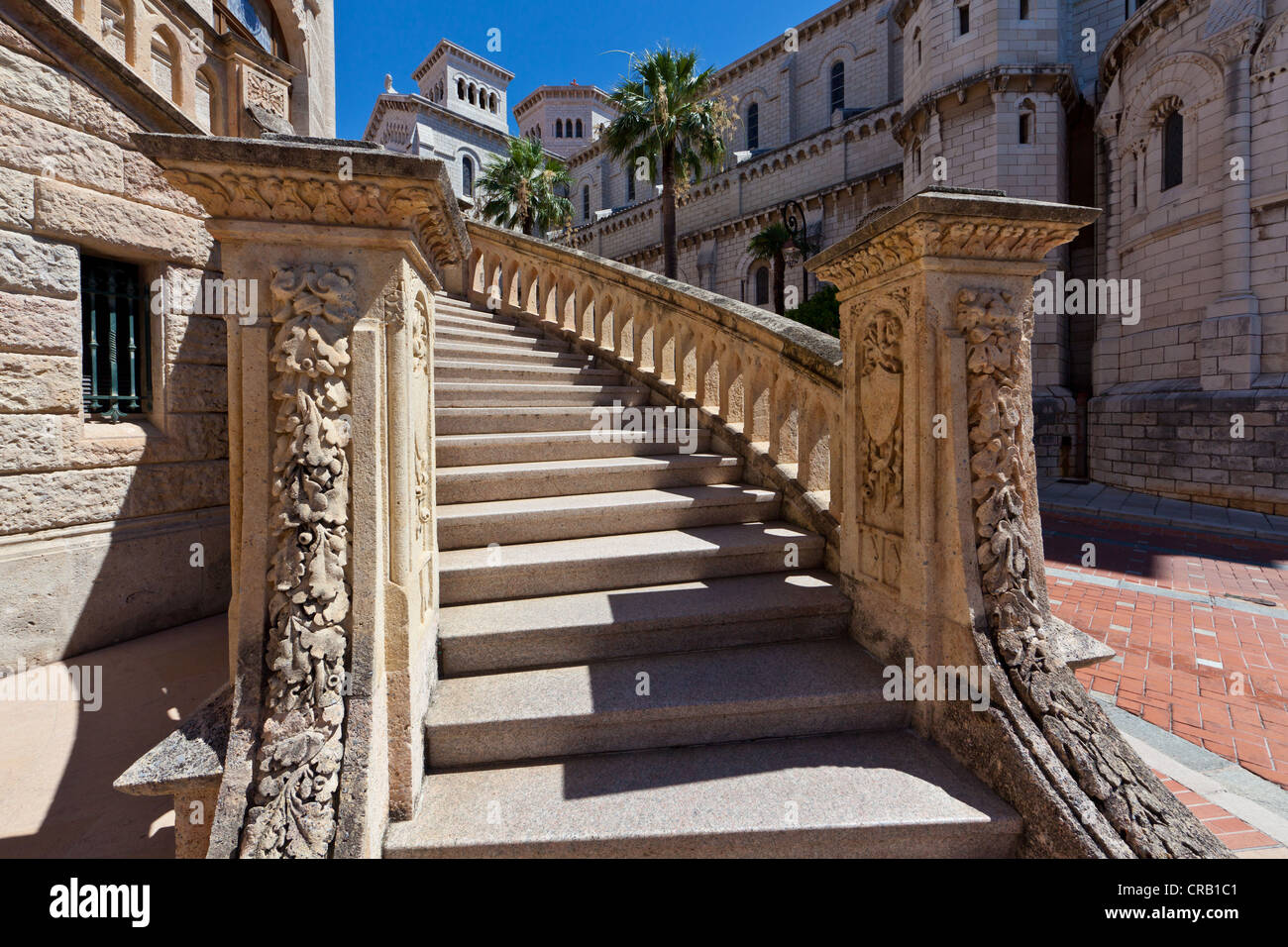 Stairs to the courthouse, Monte Carlo, principality of Monaco, Cote d ...