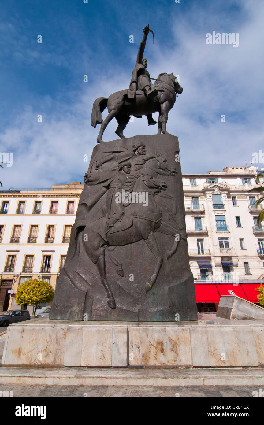 Square and statue of Abdel Kader in Algiers, Algeria, Africa Stock ...