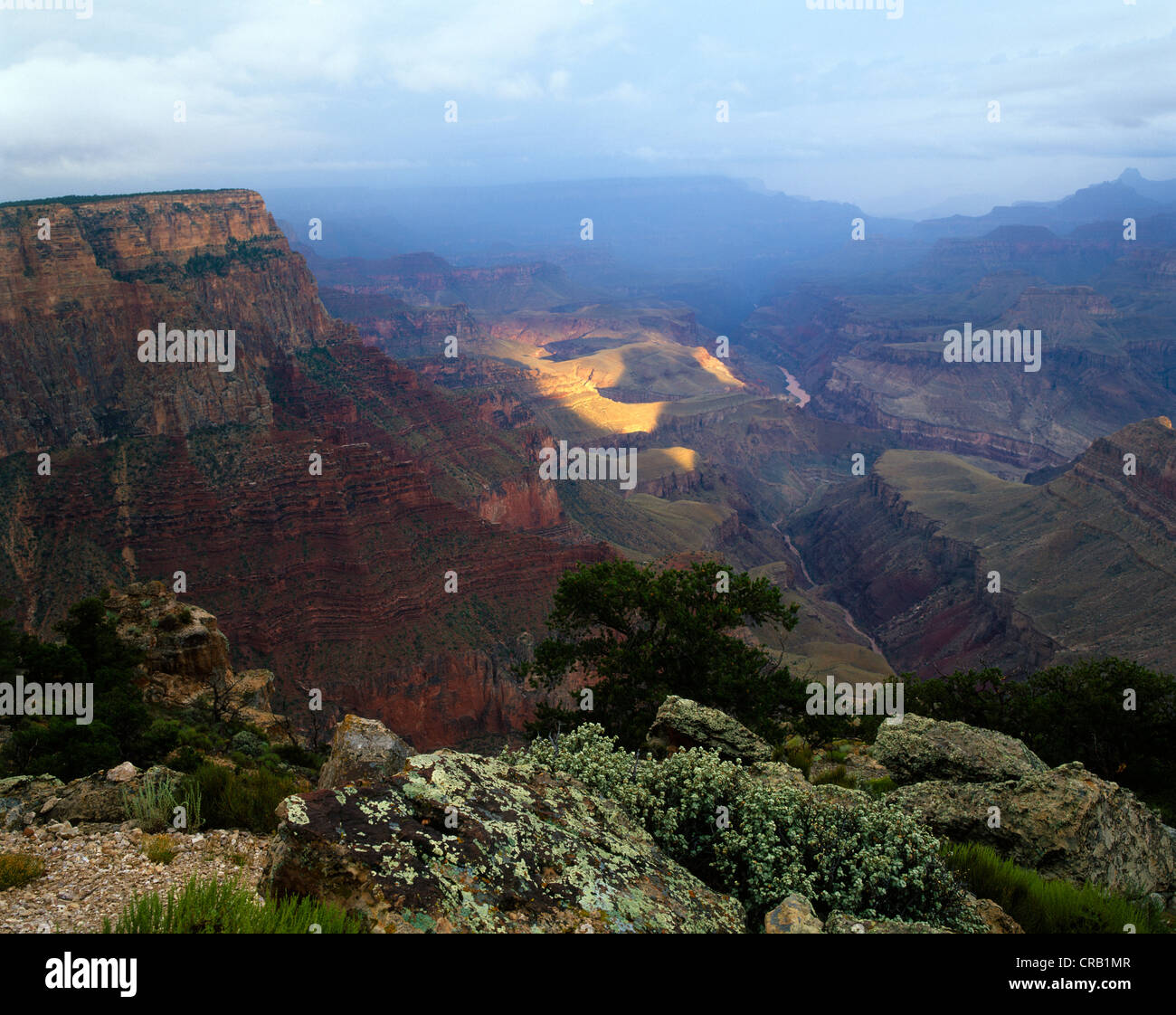 Sunset light across the Grand Canyon from Lipan Point at the South Rim ...