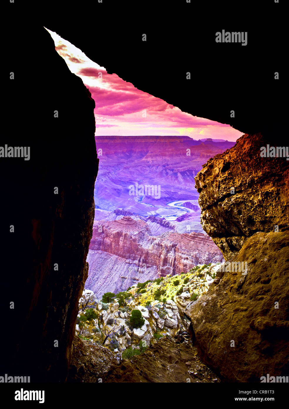 Sunset light across the Grand Canyon from Lipan Point at the South Rim ...