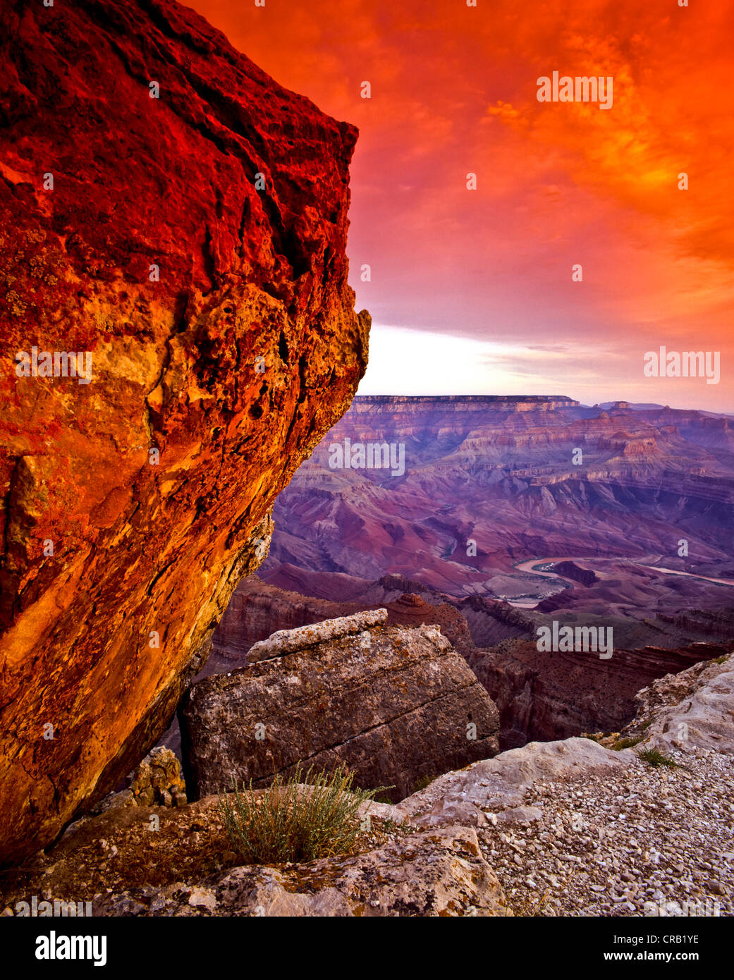 Sunset light across the Grand Canyon from Lipan Point at the South Rim ...