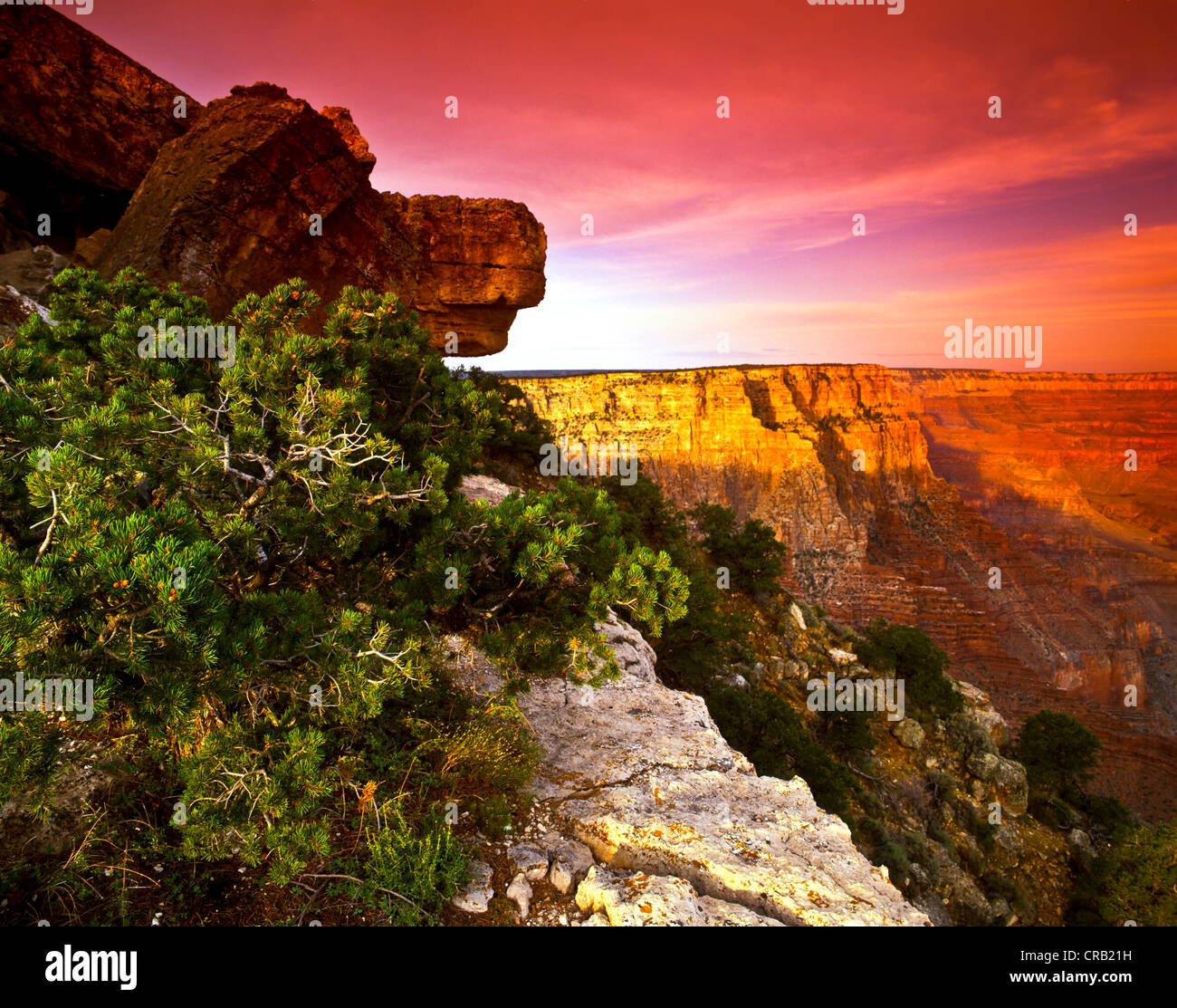 Sunset light across the Grand Canyon from Lipan Point at the South Rim ...