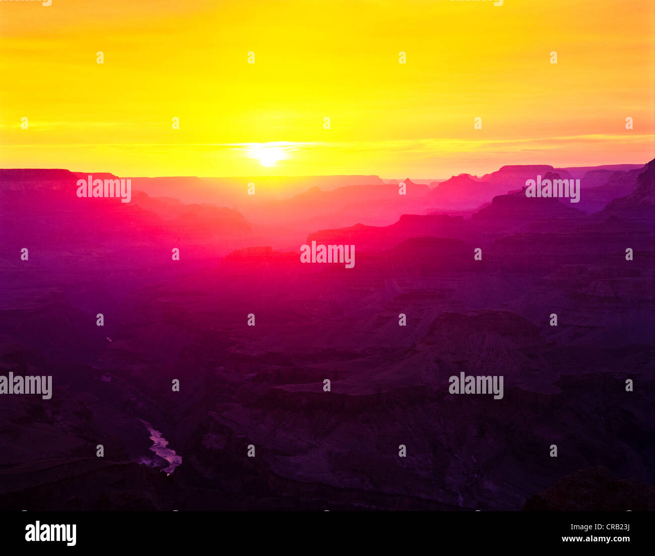 Sunset light across the Grand Canyon from Lipan Point at the South Rim ...