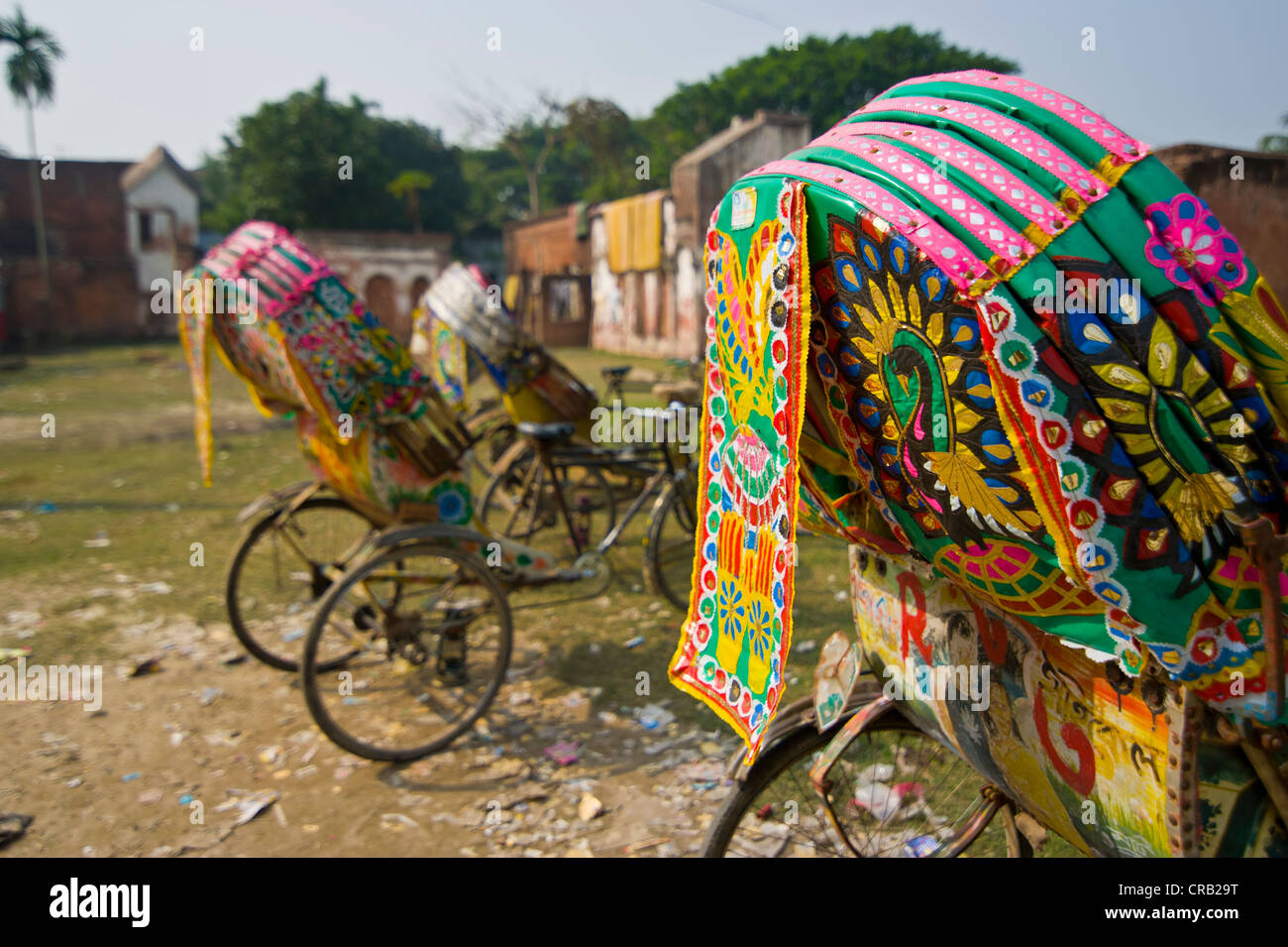 Decorated bicycle rickshaws, Sonargaon, Bangladesh, Asia Stock Photo ...