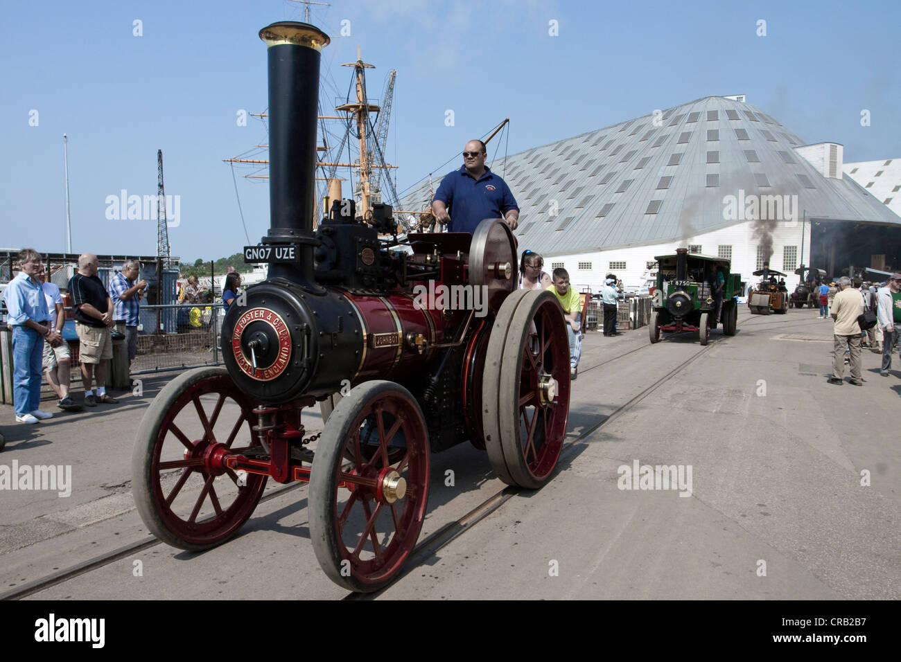 Steam Rally at Chatham Dockyard. Parade of steam traction engines ...