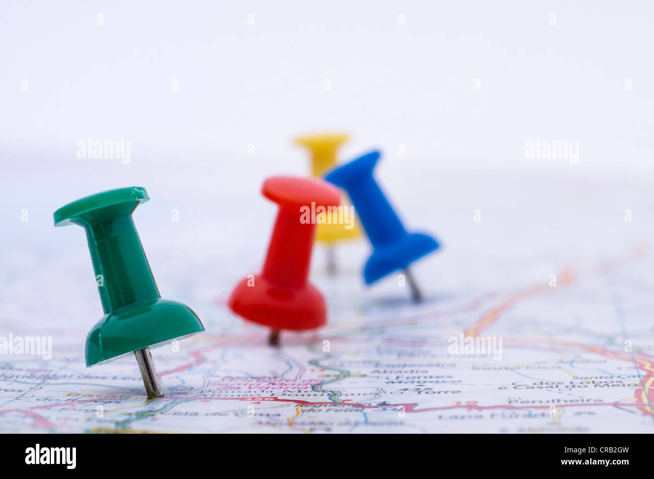 Thumbtack in a map with great light and good colors Stock Photo - Alamy