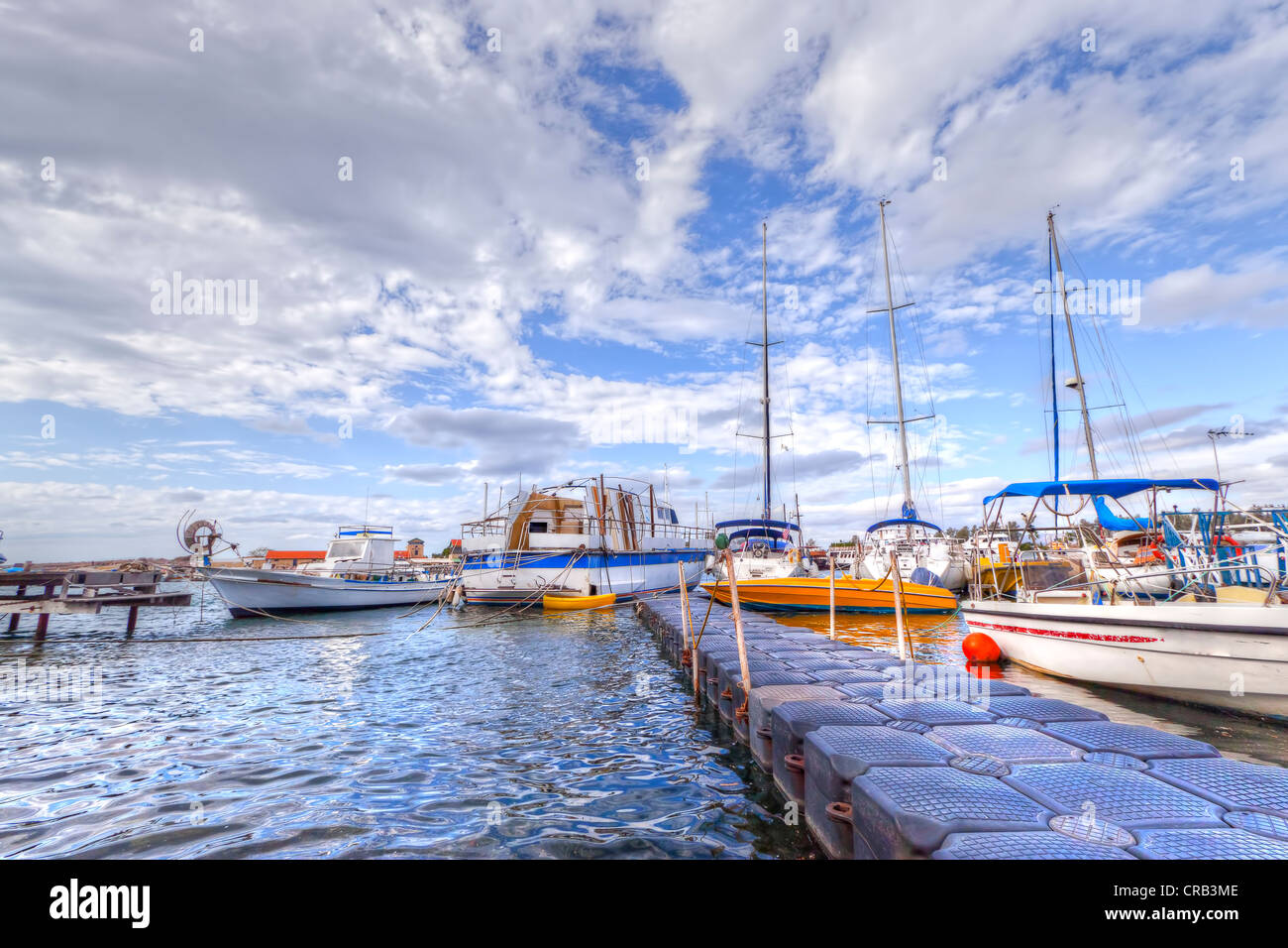 Boats at Paphos harbor HDR Stock Photo - Alamy
