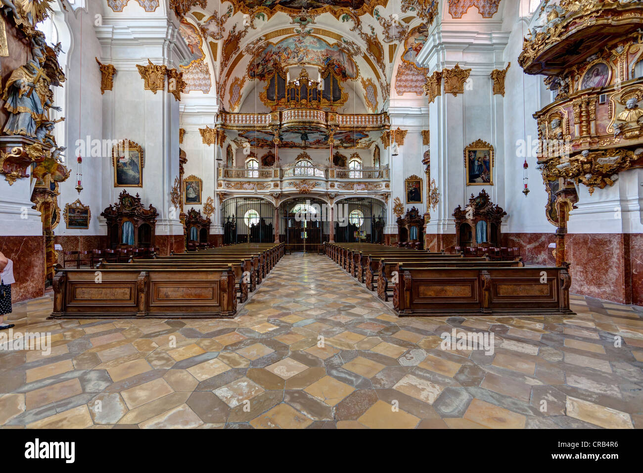 Inner hall with frescoes by C. Thomas Scheffler, Heilig-Kreuz-Kirche ...