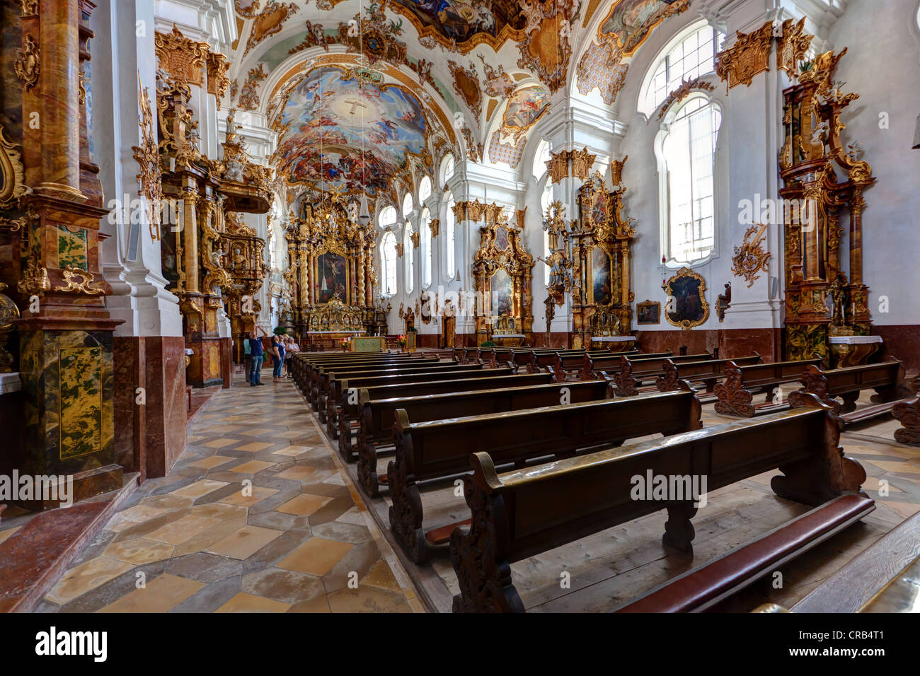 Inner hall with frescoes by C. Thomas Scheffler, Heilig-Kreuz-Kirche ...
