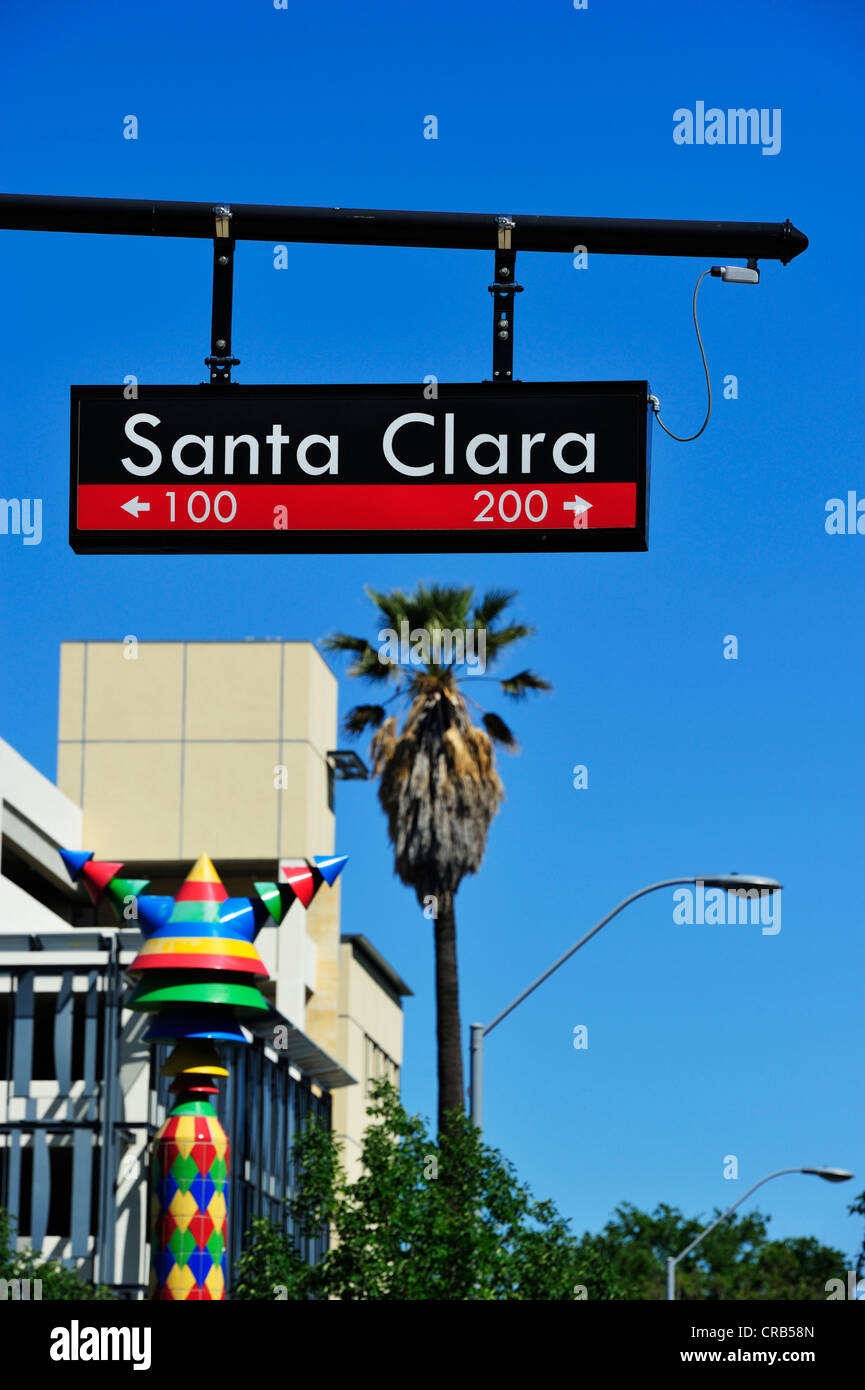 Santa Clara street sign, San Jose CA Stock Photo - Alamy