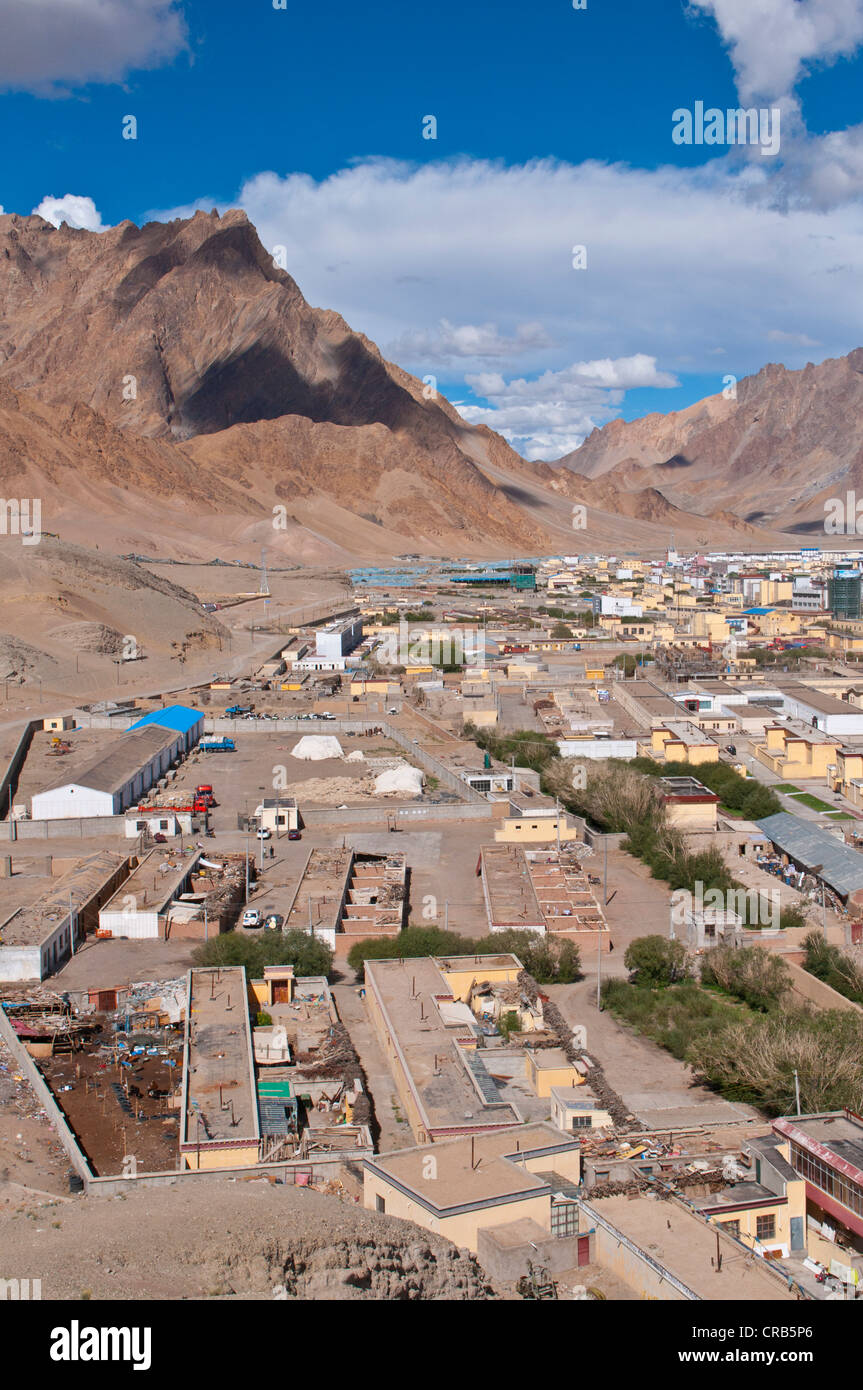 Town of Ali, Shiquanhe, most western city of Tibet, Asia Stock Photo ...
