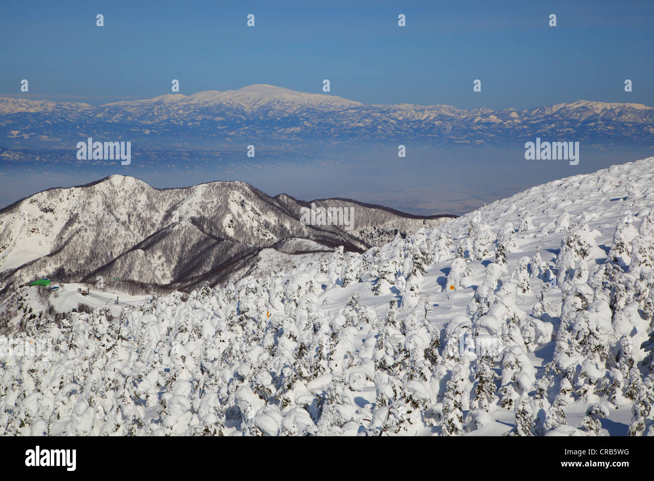 Soft rime and Mt. Gassan, Yamagata Tohoku Japan Stock Photo - Alamy