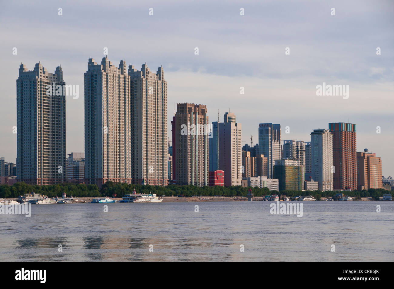 The skyline of Harbin with the Songhua River, Heilongjiang, China, Asia ...