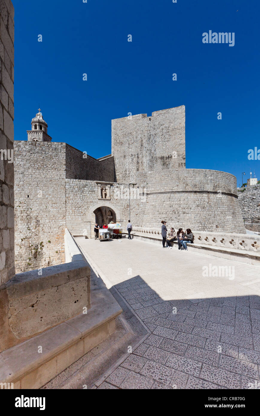 City walls, old town of Dubrovnik, UNESCO World Heritage Site, central ...