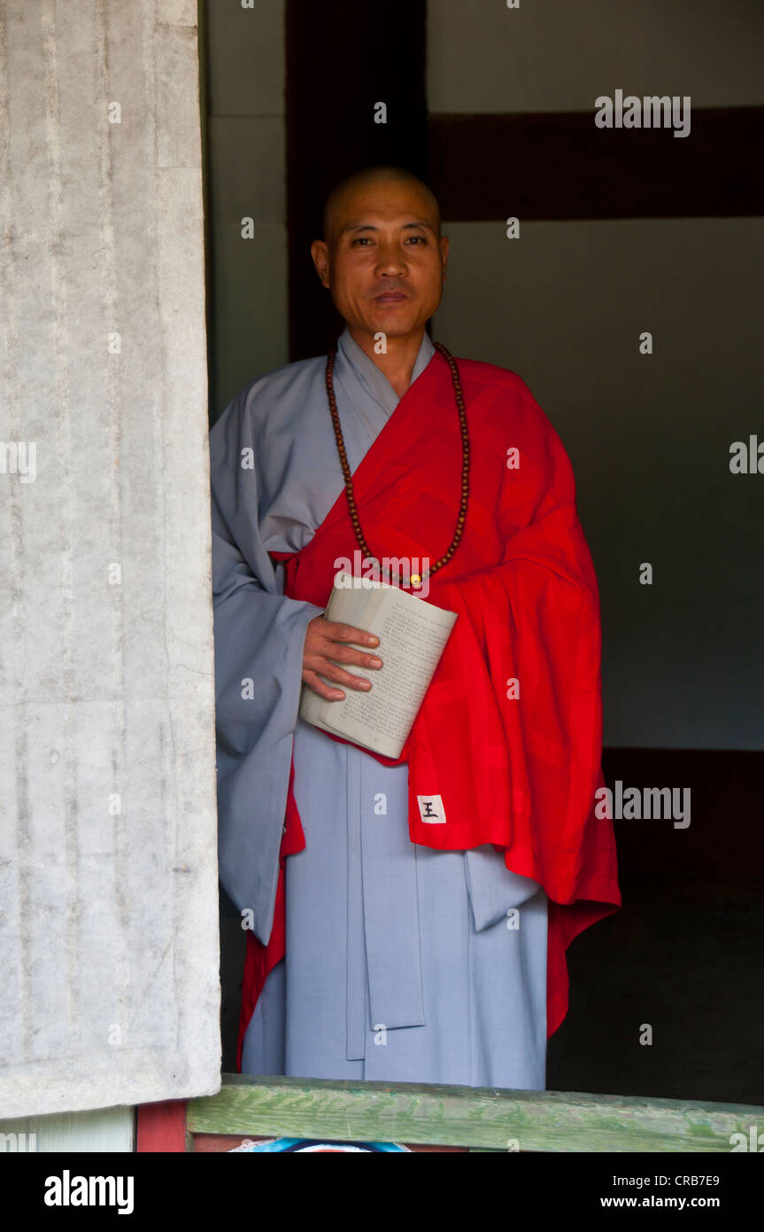 Elderly monk at the Buddhist Pohyon Temple on Mount Myohyang-san, North ...