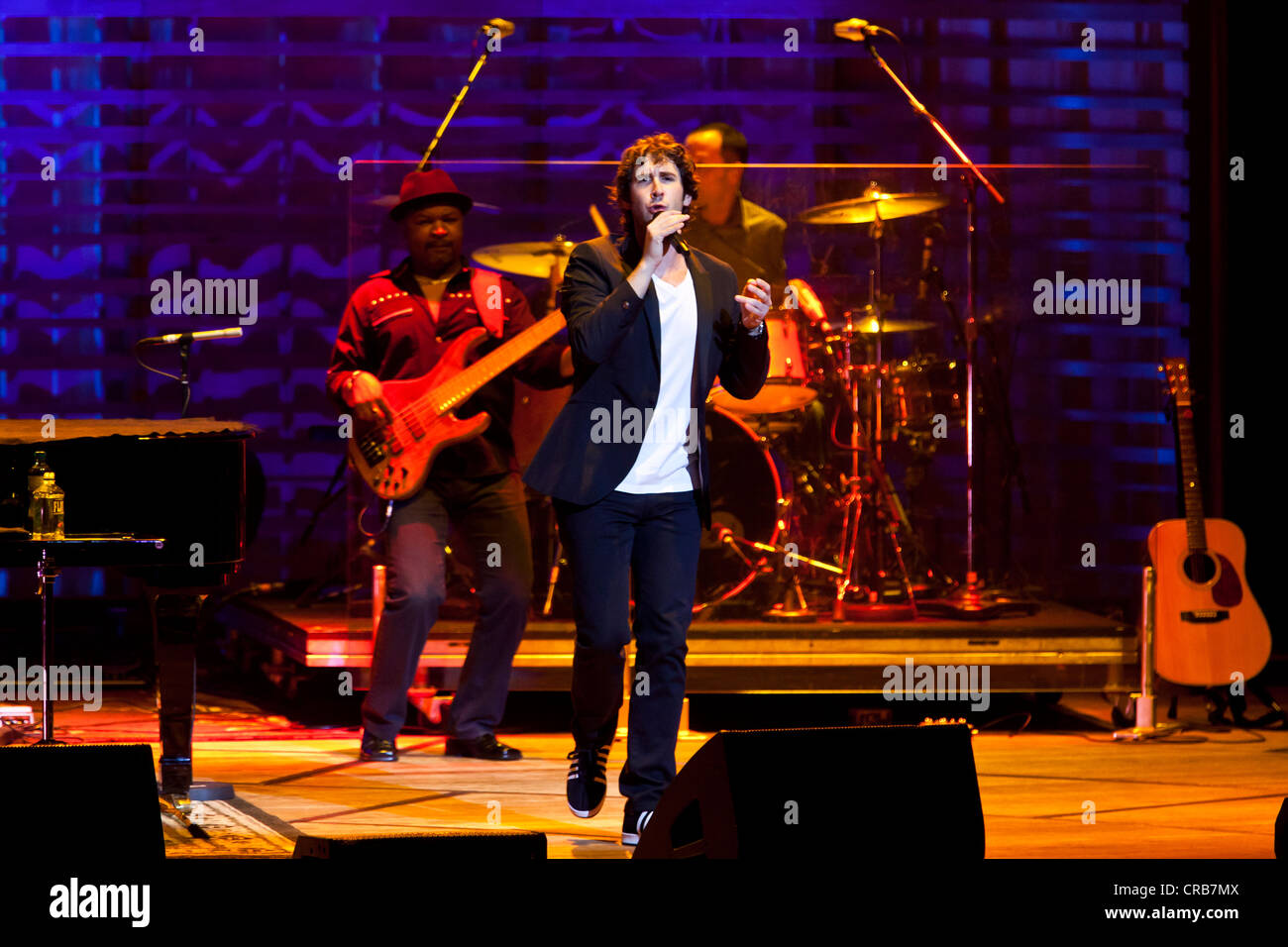 U.S. singer Josh Groban performing live in the concert hall of the KKL ...