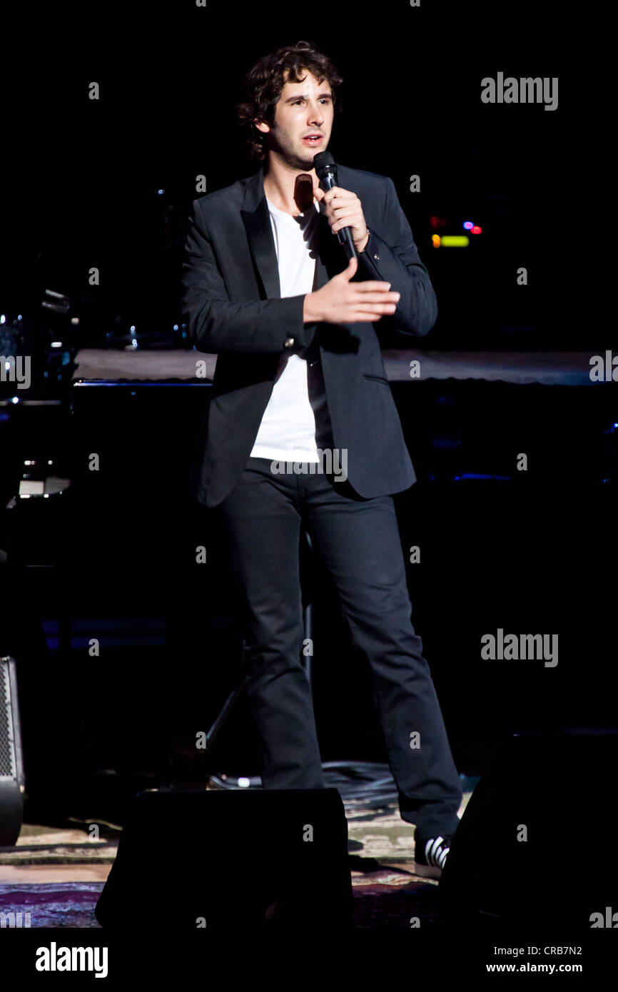 U.S. singer Josh Groban performing live in the concert hall of the KKL ...