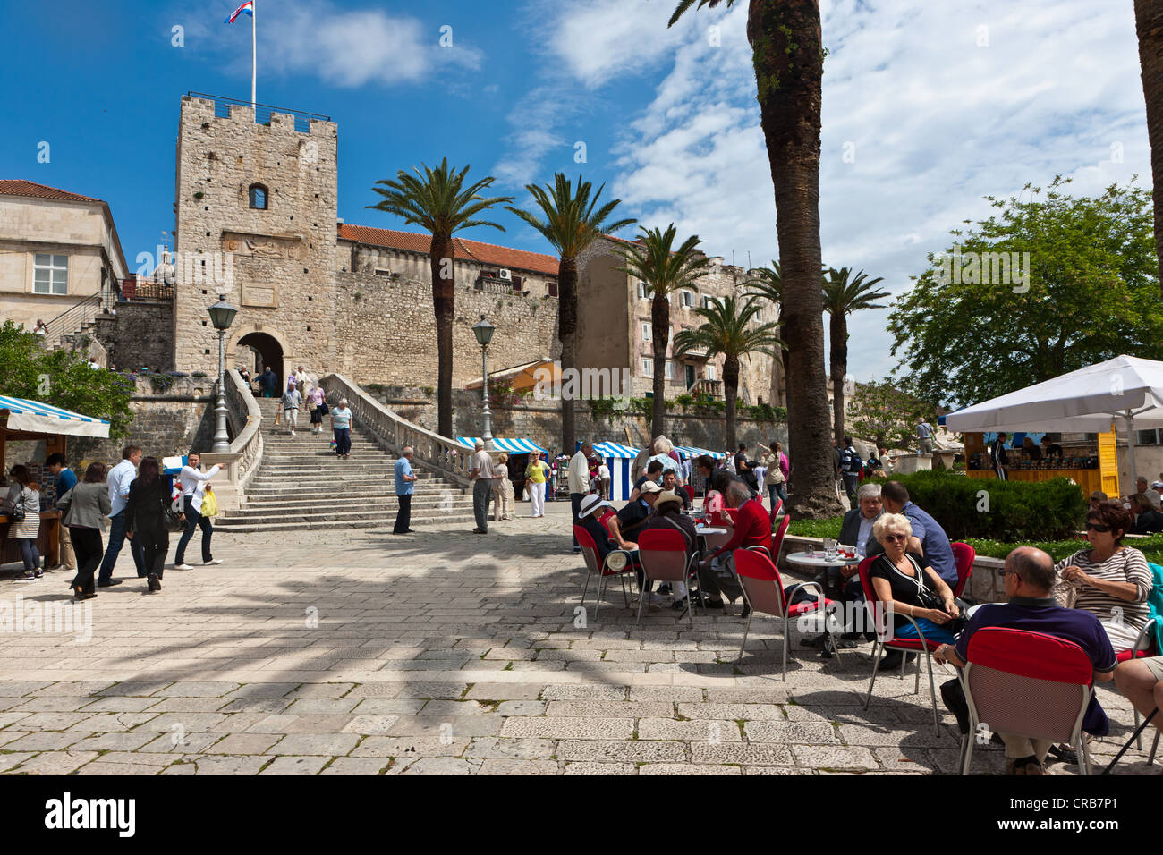 Historic centre of Korcula with castle, central Dalmatia, Dalmatia ...