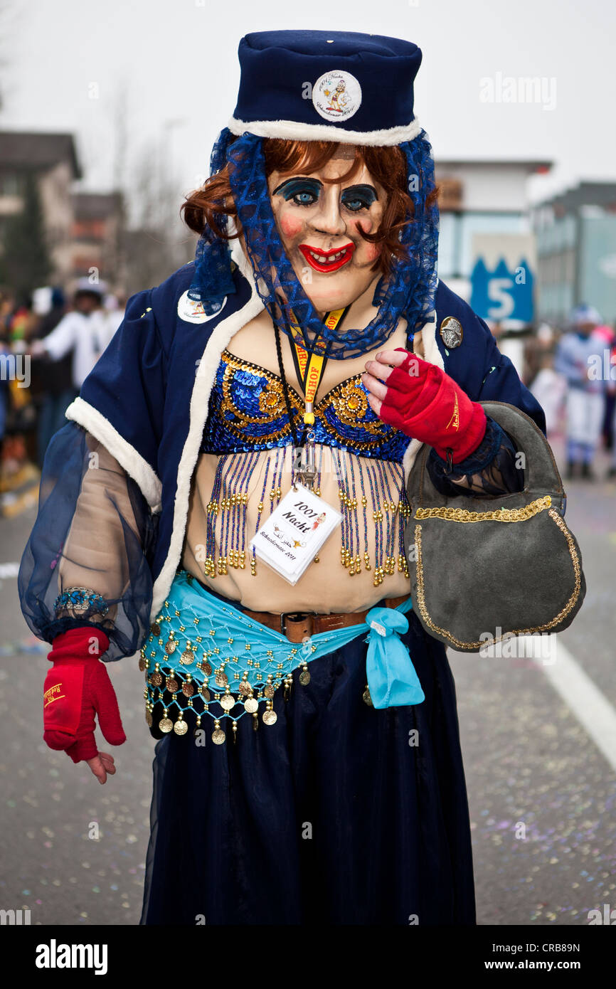 Individual dressed as a belly dancer during the carnival procession ...