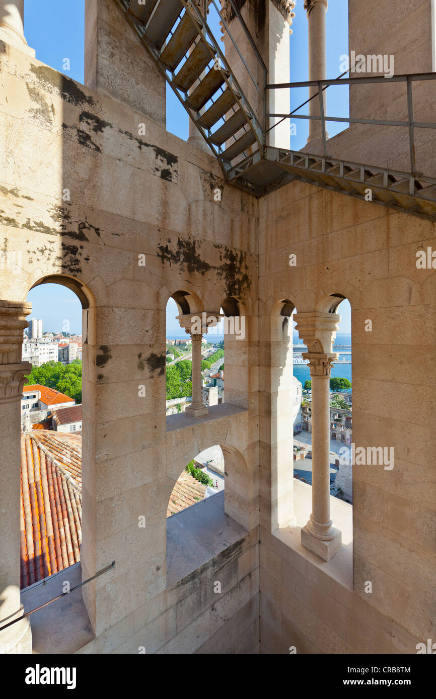 Open colonnade of the campanile of Split Cathedral, looking towards the ...