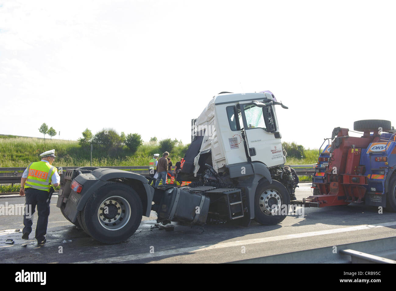 Serious accident of a hazardous goods transporter on the A8 highway ...
