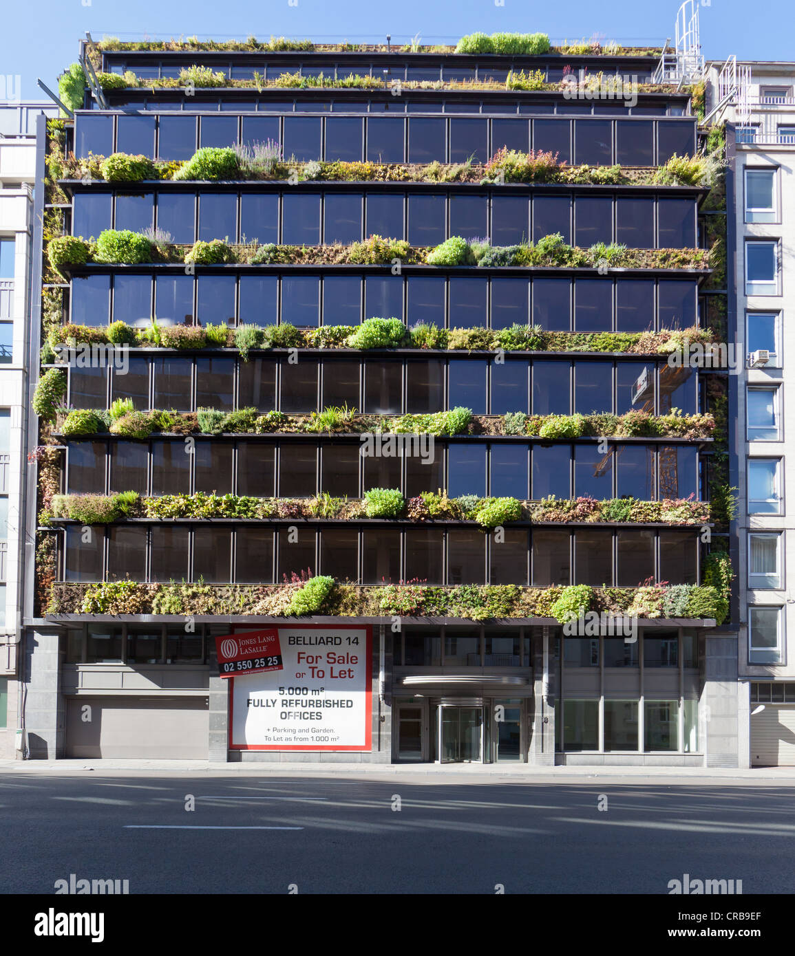 Commercial building with green plants, Brussels, Brabant, Belgium ...