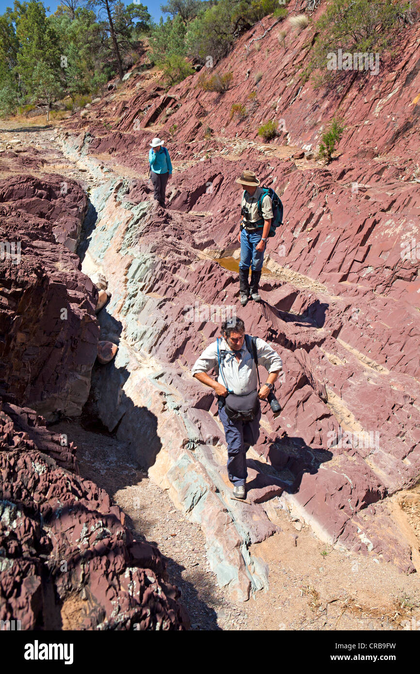Hikers in a gorge on the Arkaba Walk in South Australia's Flinders ...