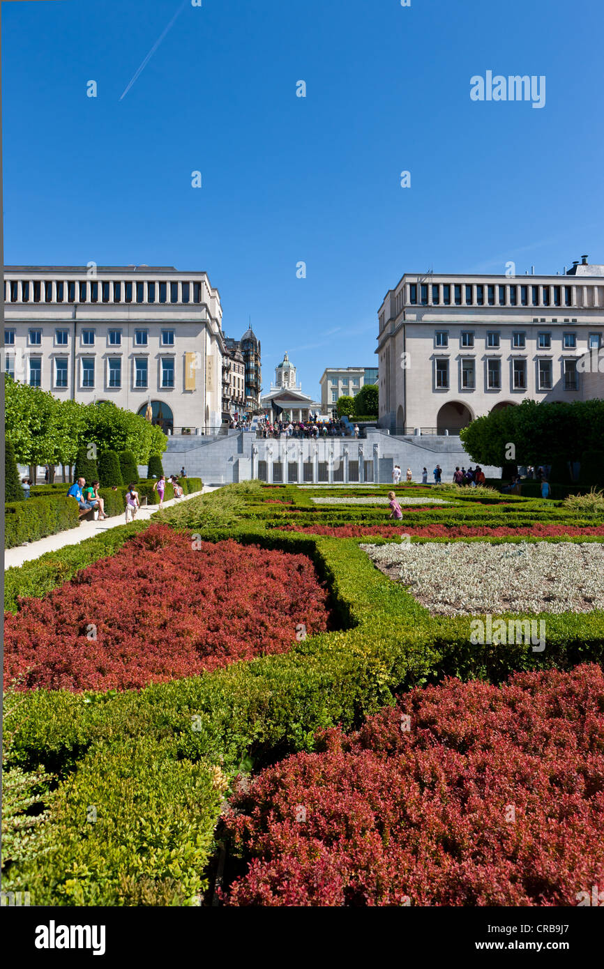 View over Kunstberg or Mont des Arts, Park at the Albert Library, Place ...