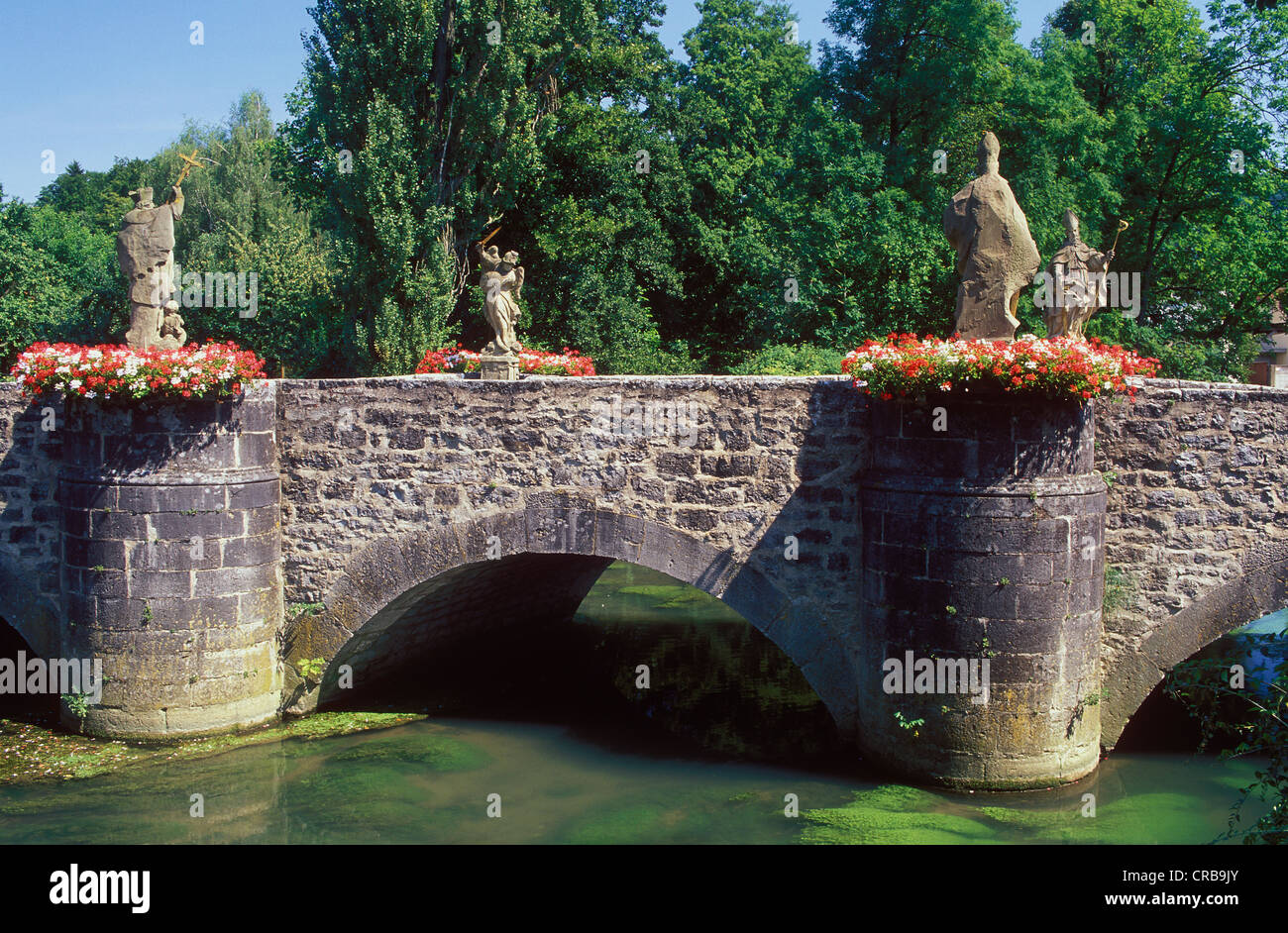 Gruenbachbruecke bridge, Tauber Valley, Gerlachsheim, Hohenlohe, Baden ...