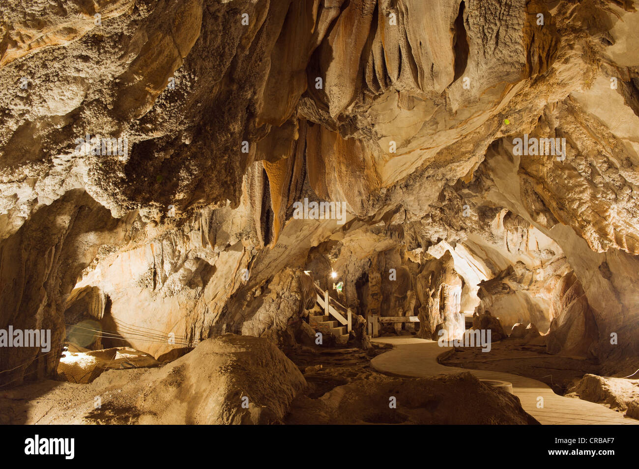 Chang Cave, stalactite or limestone cave in karst rock formations, Vang ...