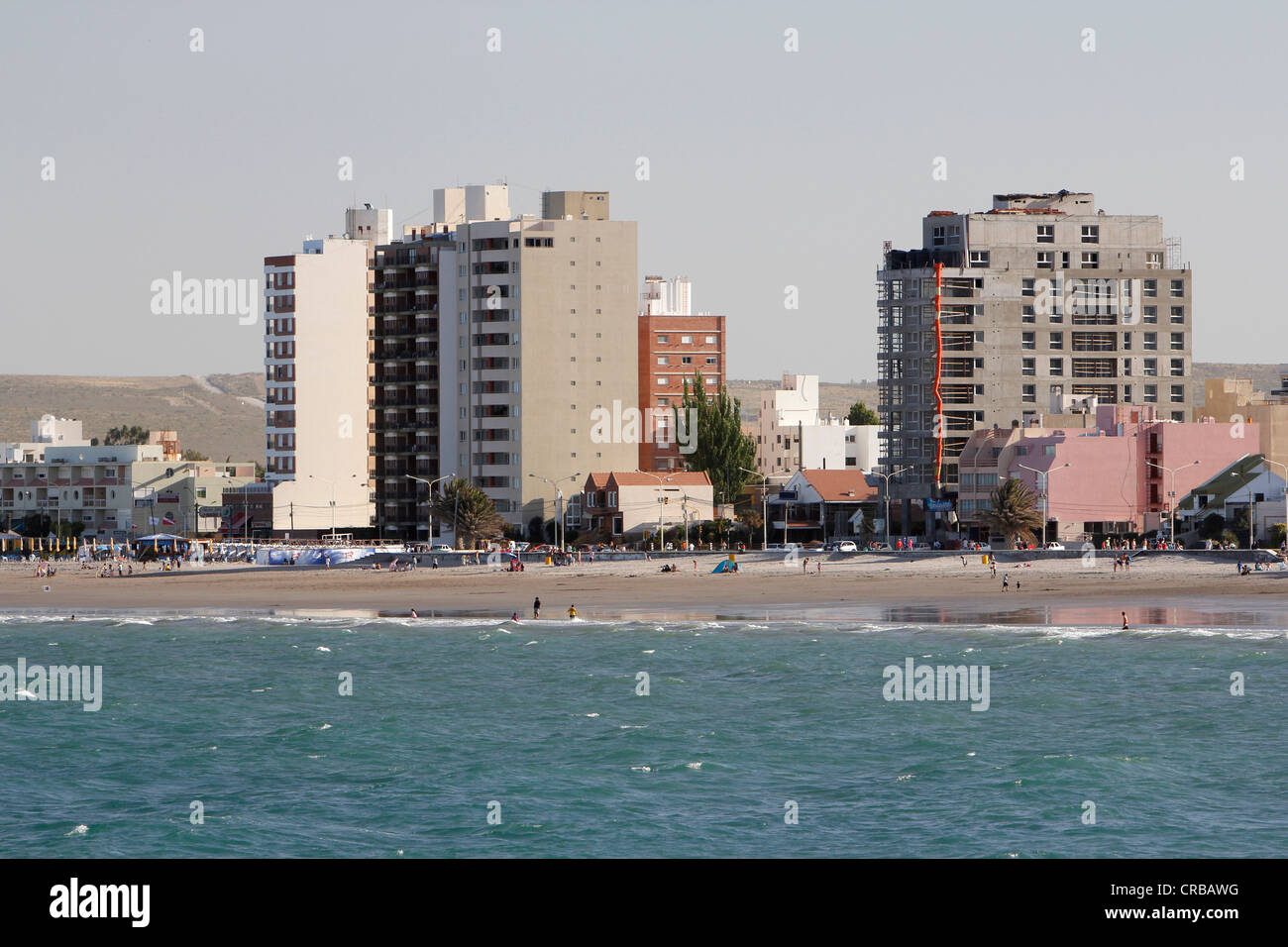 High-rise buildings on the beach in Puerto Madryn, Chubut, Argentina ...