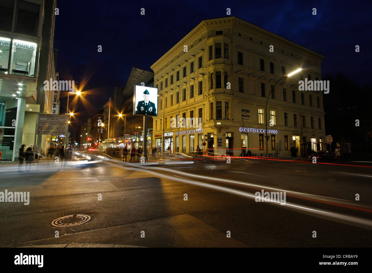 Checkpoint Charlie at night, Berlin, Germany, Europe Stock Photo - Alamy