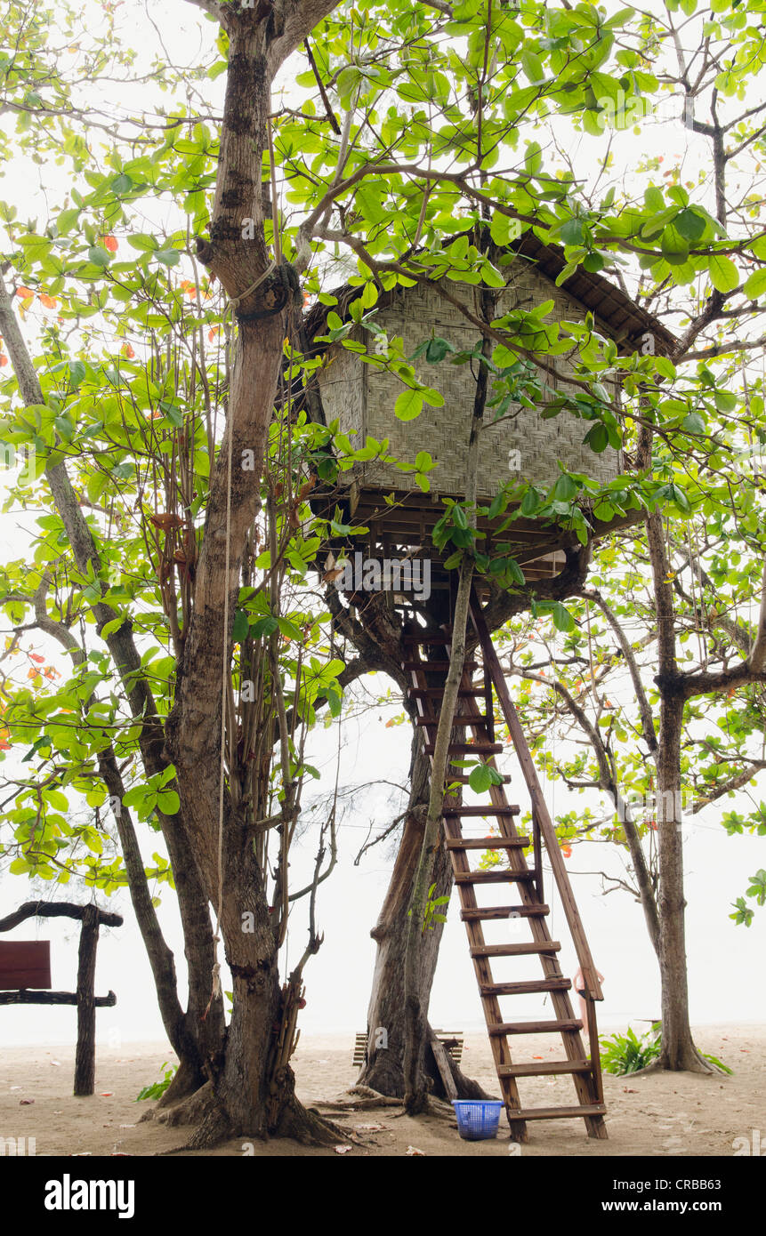 Beach hut on a tree, Ko Jum or Koh Pu island, Krabi, Thailand ...