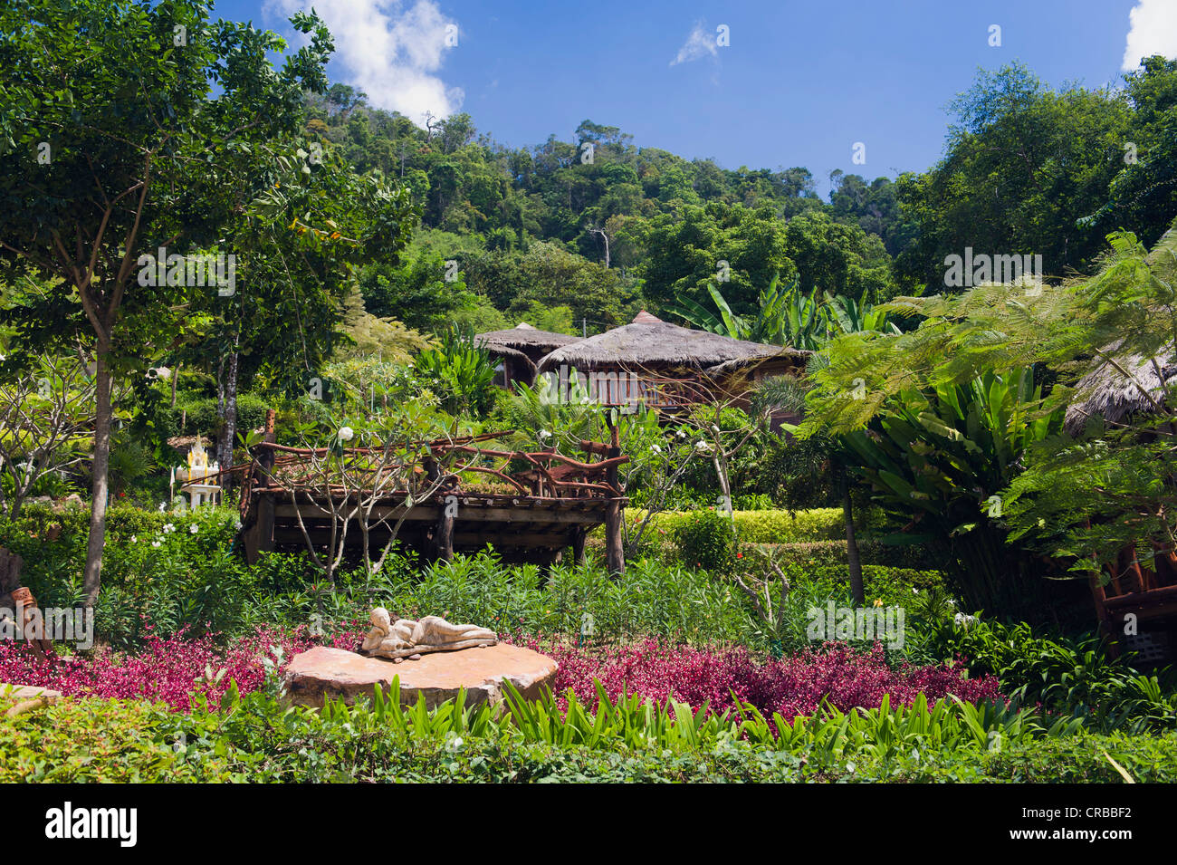 Garden of the Ko Jum Resort on Ting Ray Beach, Ko Jum or Koh Pu island ...