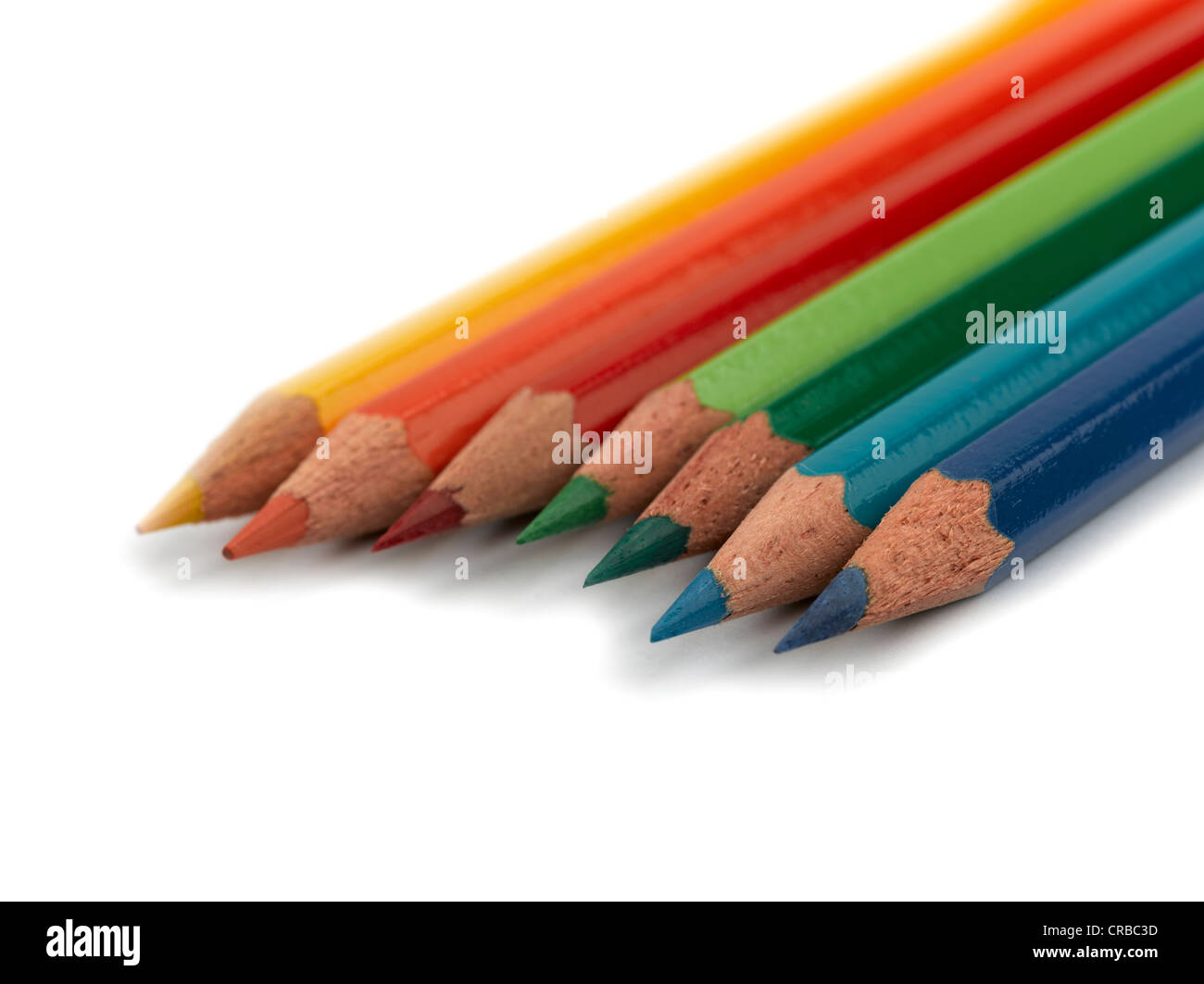Many different colored pencils on white background Stock Photo - Alamy