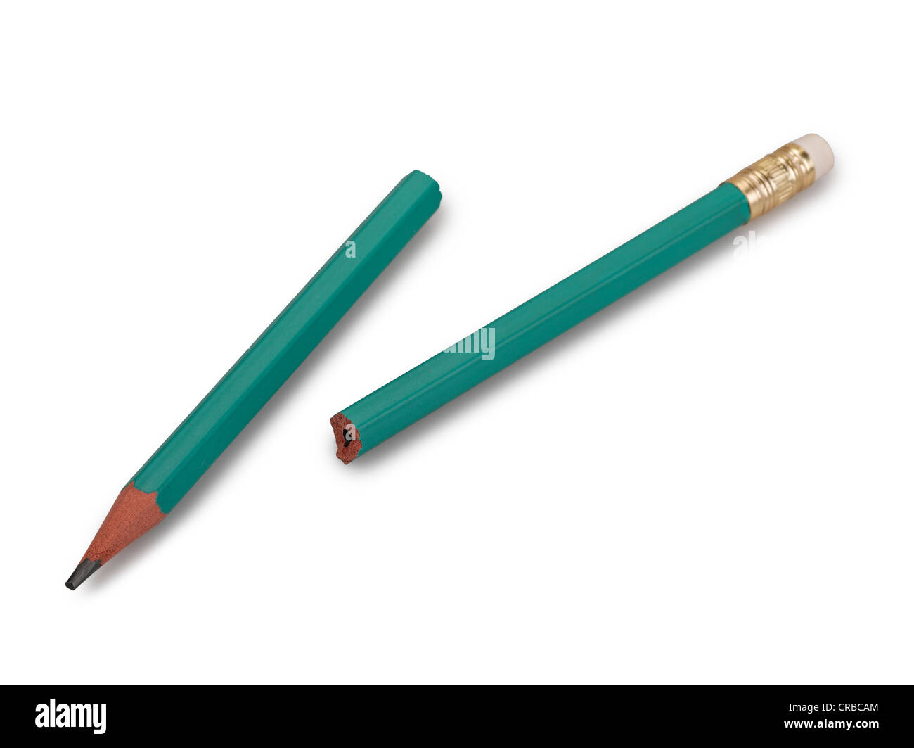 Broken Pencil on Isolated White Background (clipping path Stock Photo ...