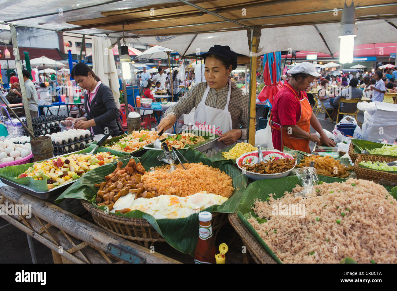 Food stall at the night market, cookshop, Krabi Town, Krabi, Thailand ...