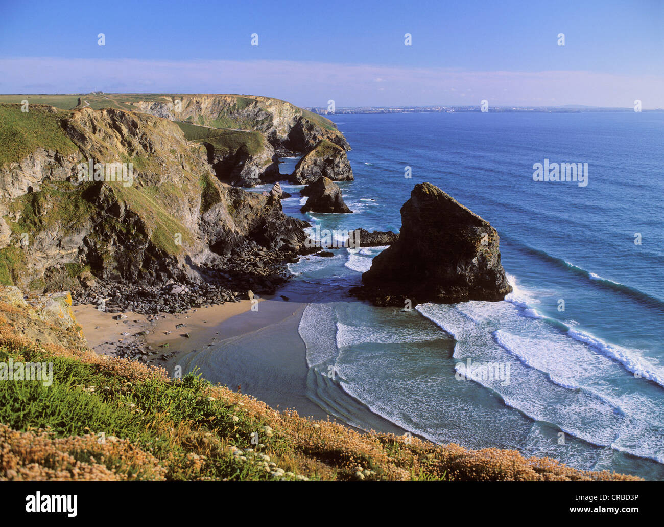 Cliffs of Bedruthan Steps, Cornwall, England, United Kingdom, Europe ...