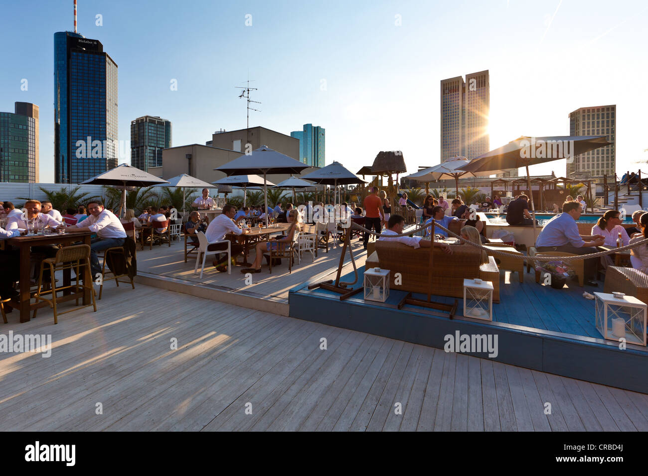 People relaxing after work, Long Island Summer Lounge, Frankfurt, Hesse ...