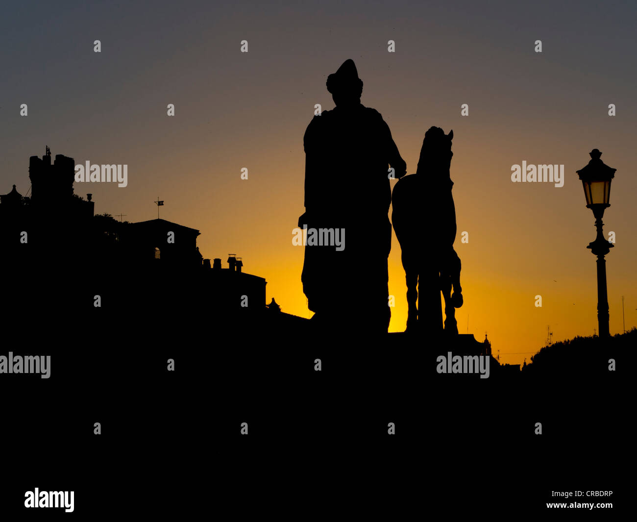 Capitoline Hill and the Statue of Castor at sunset, Rome, Italy Stock ...