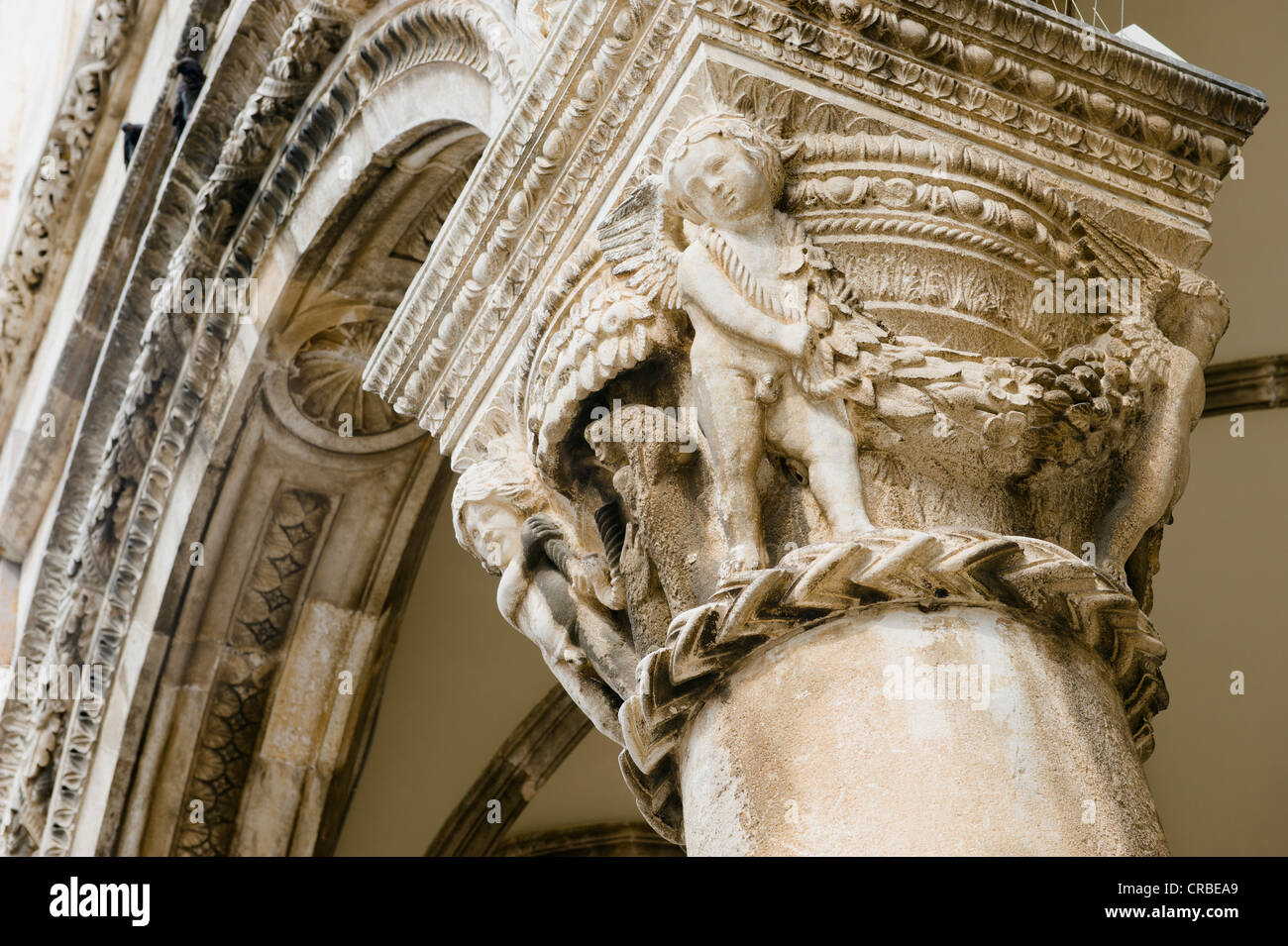 Relief-decorated column, Rector's Palace, city museum, Dubrovnik ...
