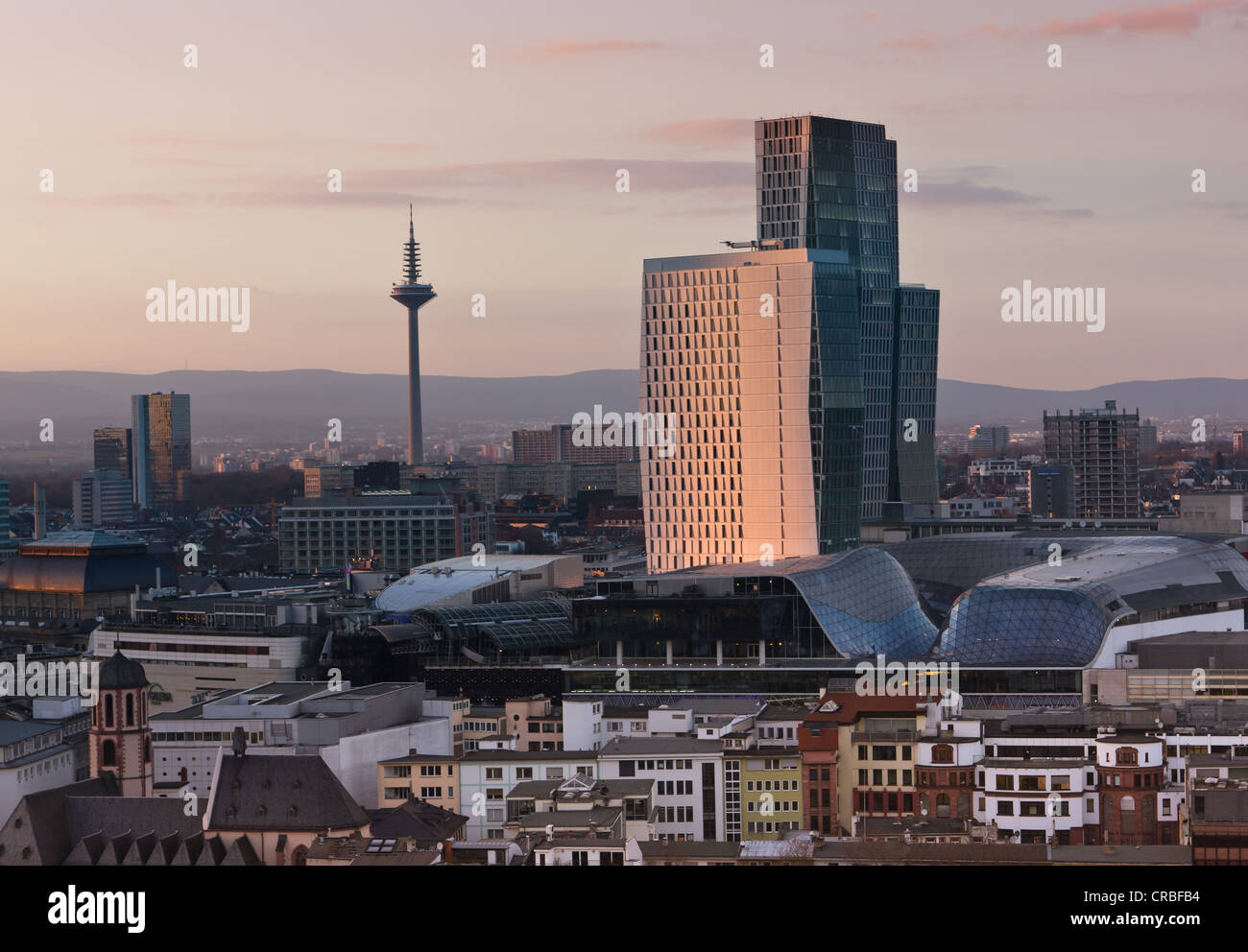 View of Frankfurt, Opernturm Tower, PalaisQuartier building project ...