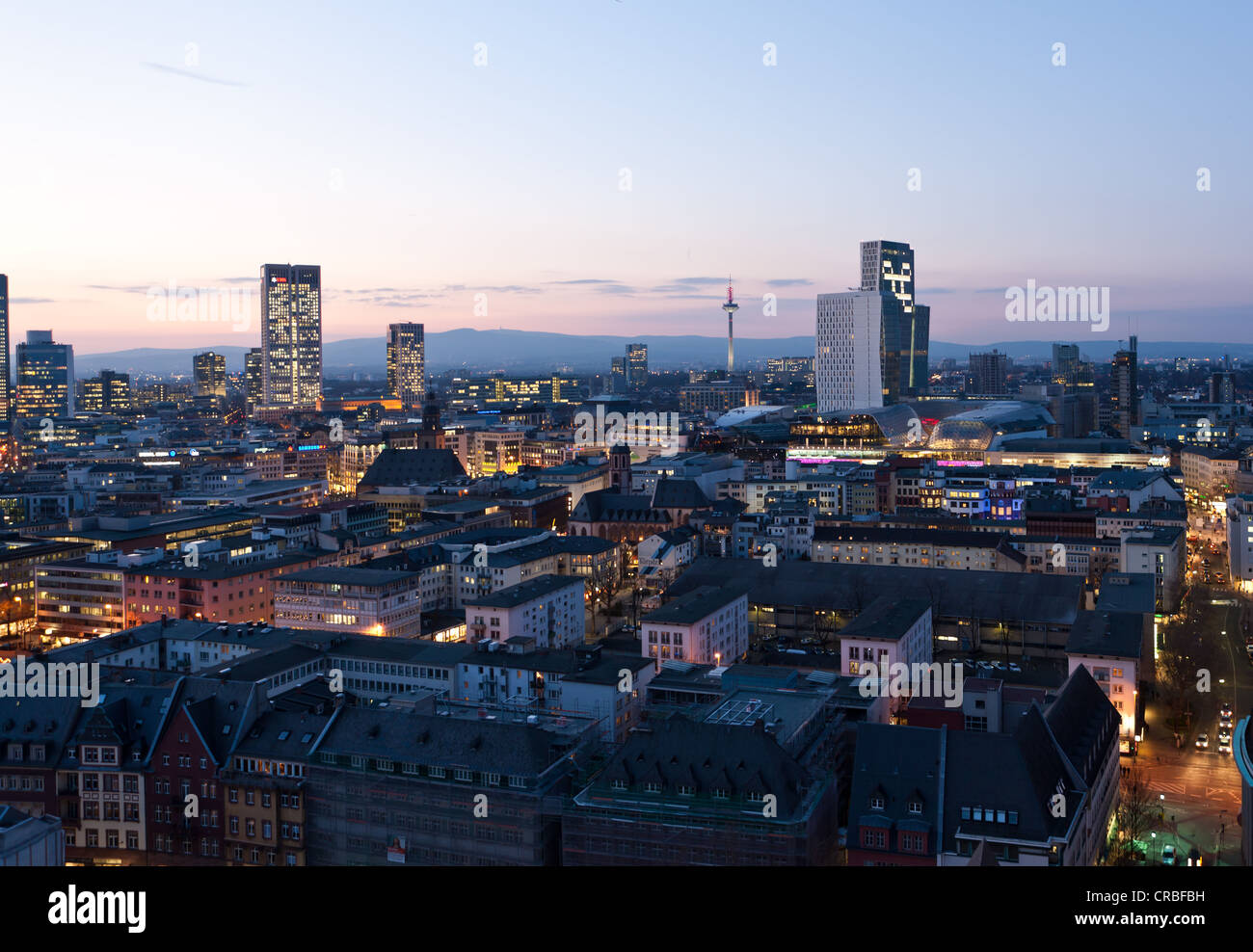 View of Frankfurt and its skyline, Opernturm Tower, PalaisQuartier ...